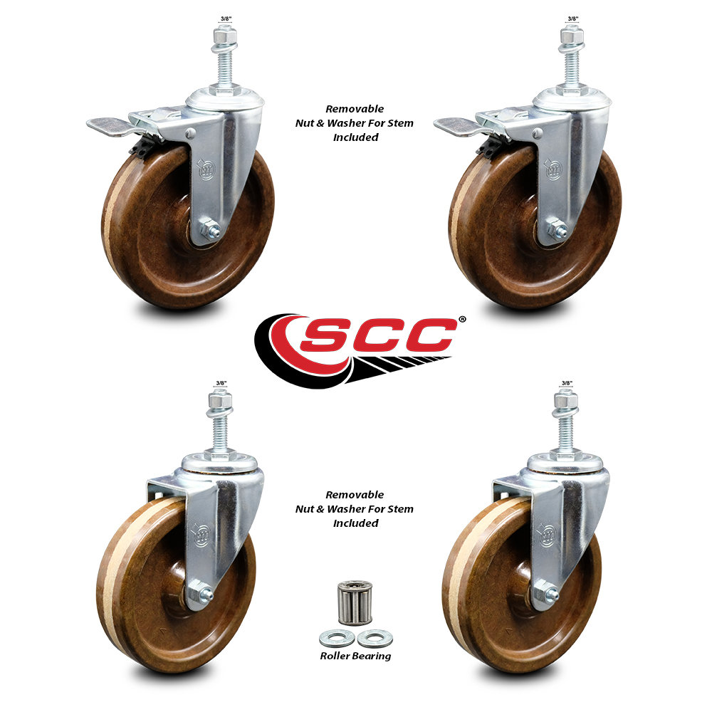 Service Caster 5 Inch High Temp Phenolic Swivel 3/8 Inch Stem Caster ...