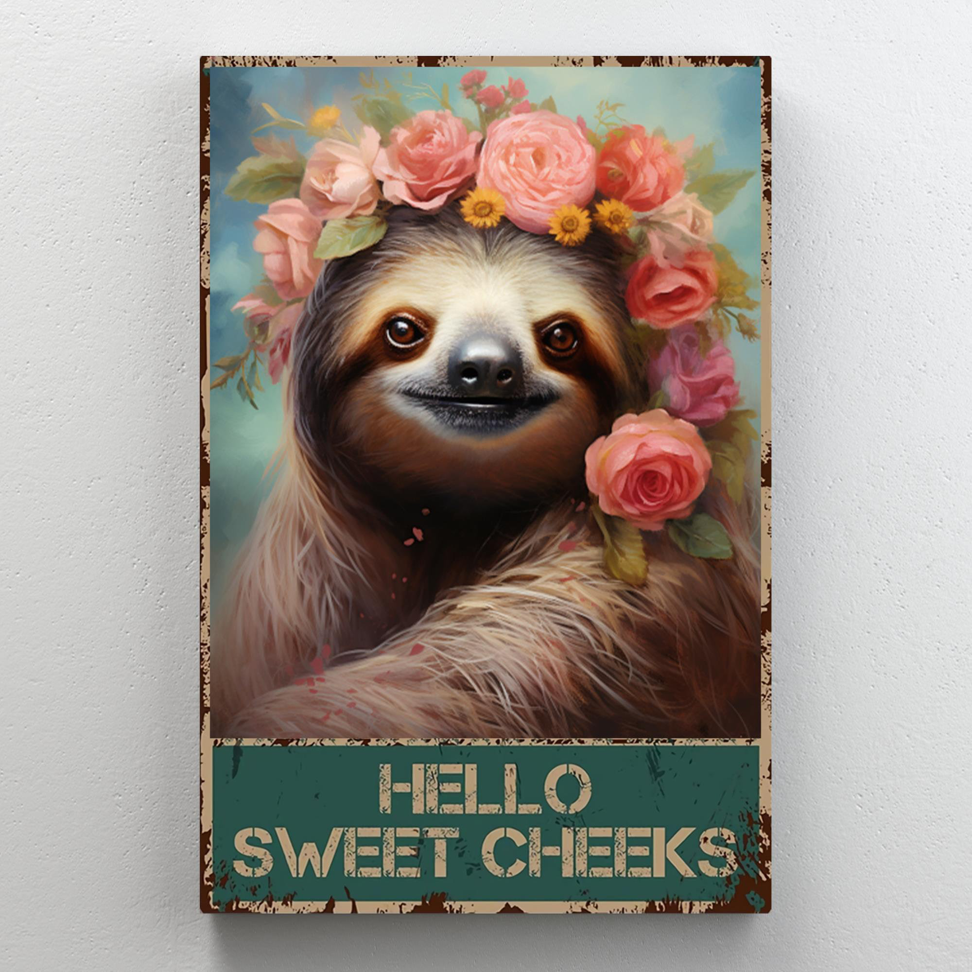 Trinx Sloth Hello Sweet Cheeks - 1 Piece Rectangle Graphic Art Print On ...