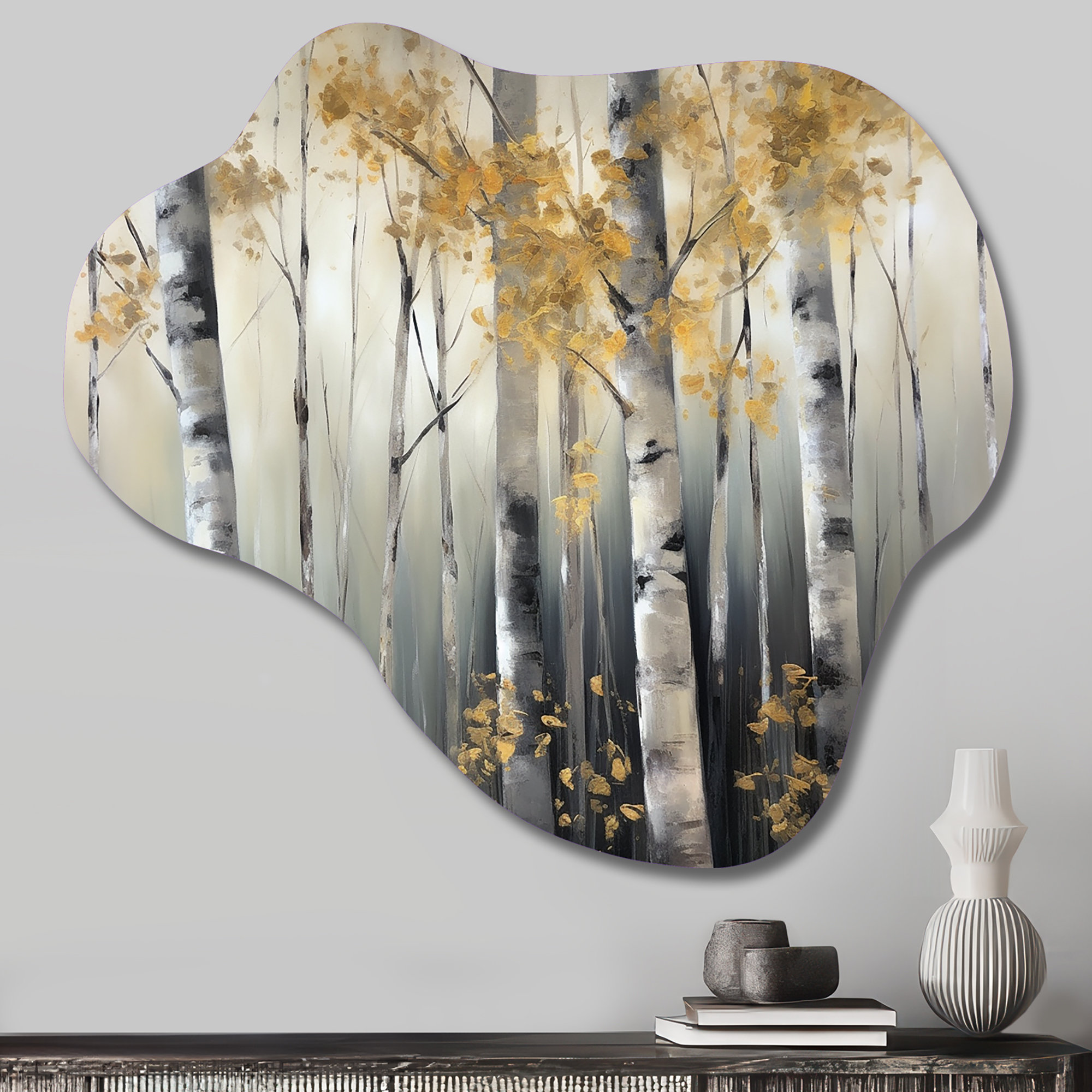 Millwood Pines Birch Tree Dense Forest II - Asymmetrical Tree Metal ...
