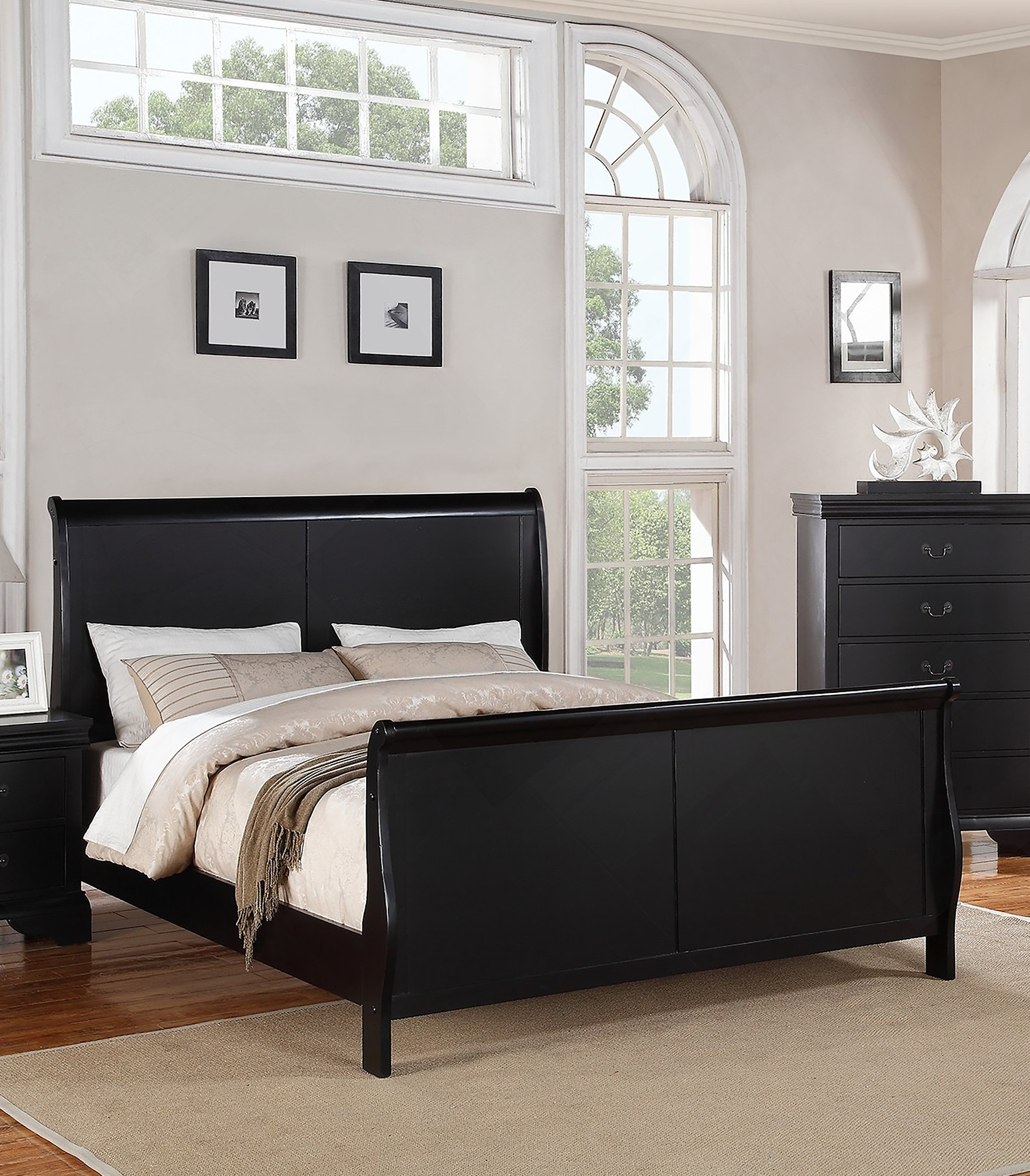 Alcott Hill Modern 1pc Bed Bedroom Furniture Sleigh Design Headboard ...