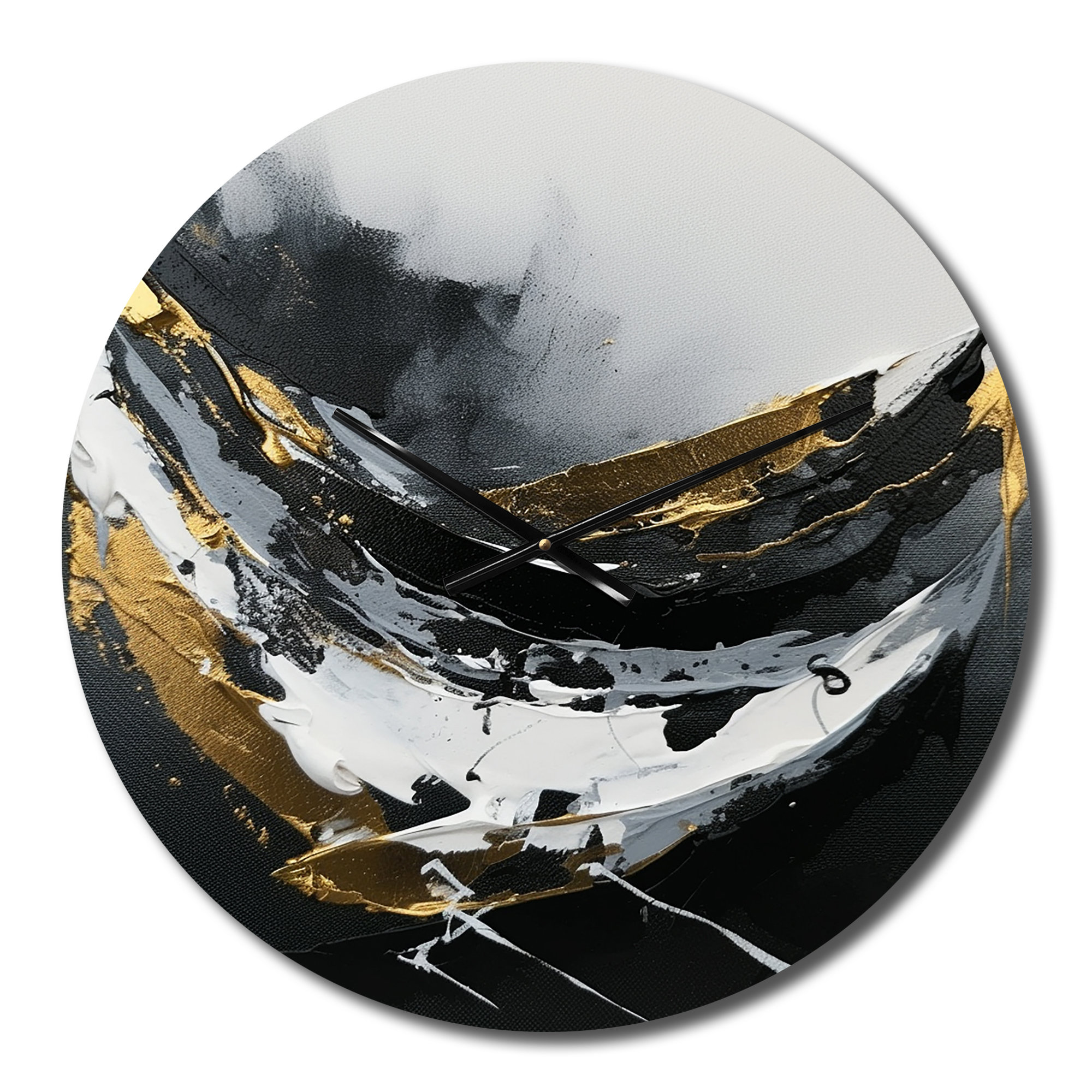 Design Art Exquisite Darling Gold Abstract Wave On Black Metal Wall ...
