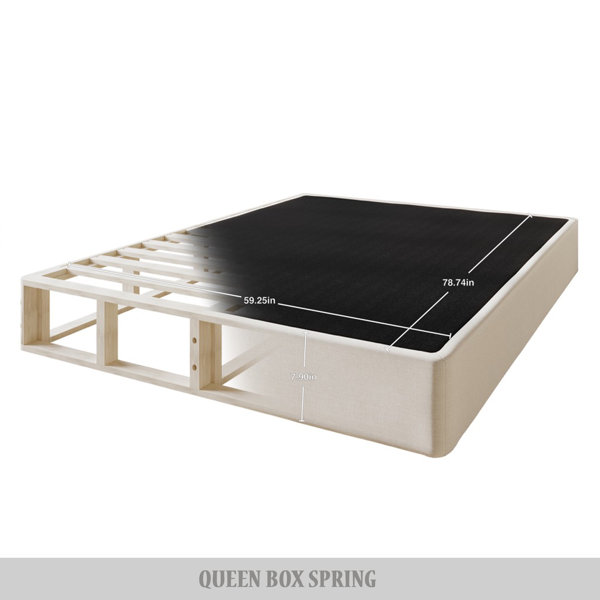 Alwyn Home Tawnya 8'' Wood Box Spring with Warm Grey Linen Cover ...