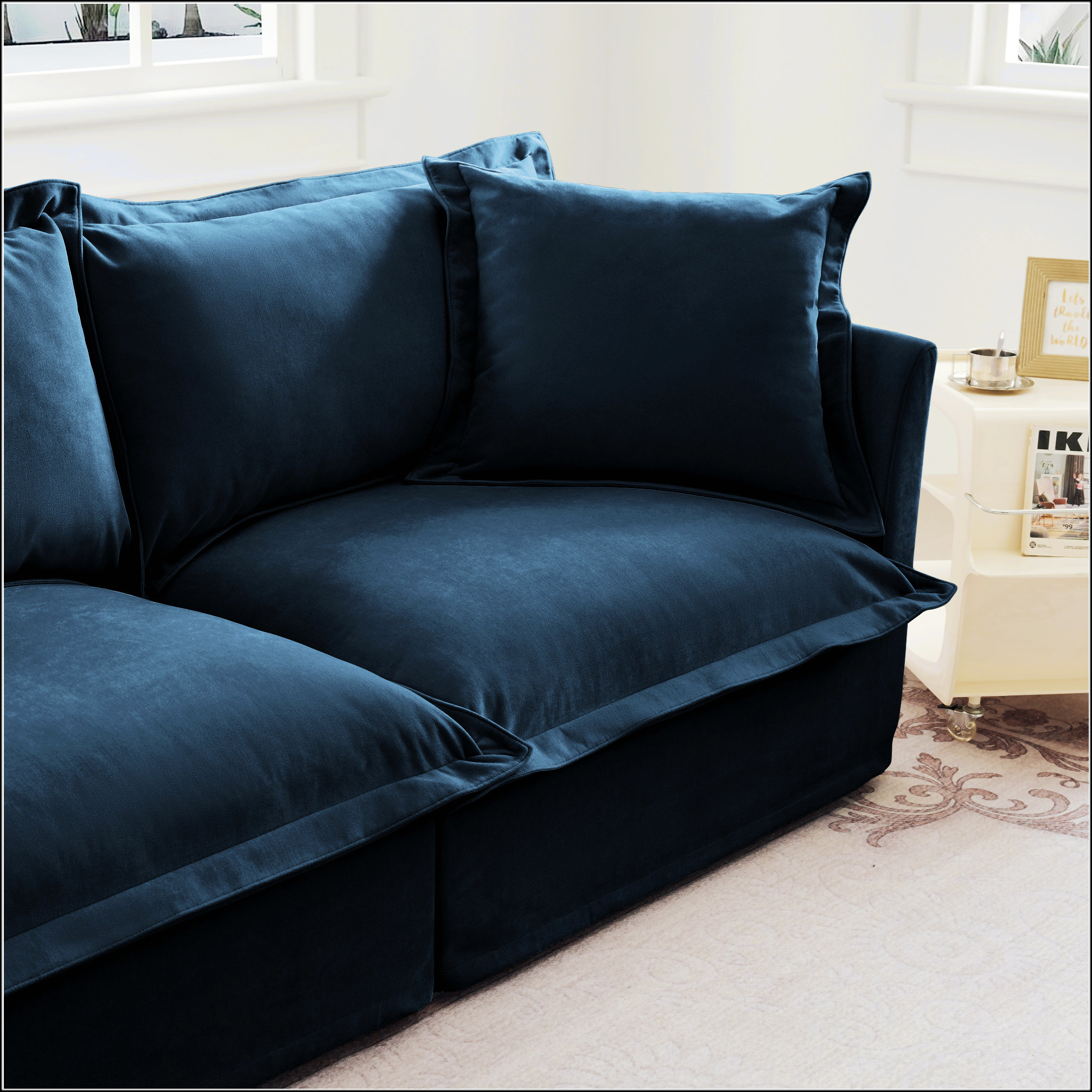 Ebern Designs Slipcovered U Shape 4 Seater Sectional Long Sectionl Cocuh | Wayfair