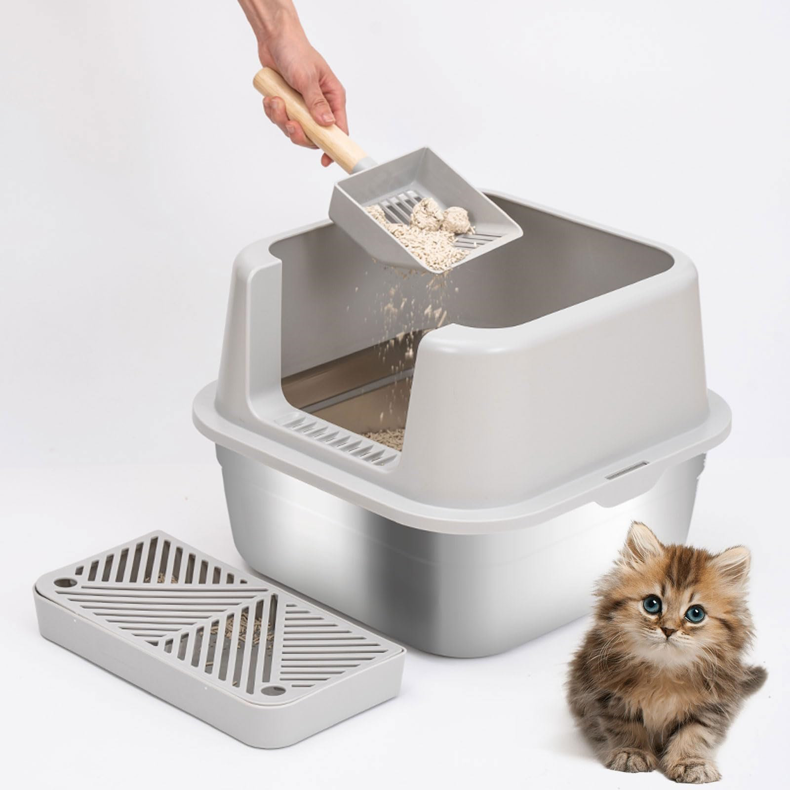 Tucker Murphy Pet™ Small Stainless Steel Cat Litter Box | Wayfair