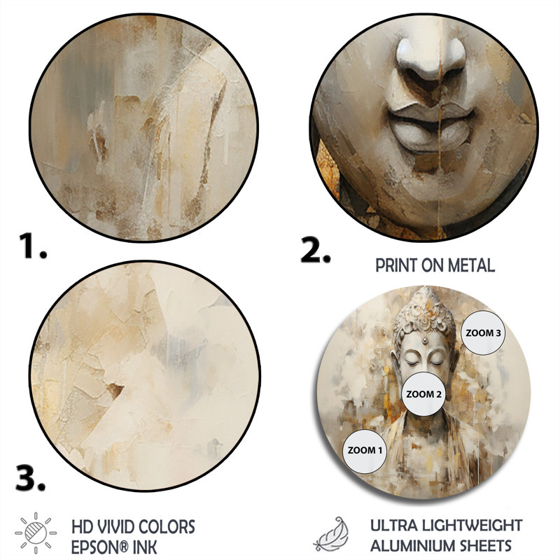 Design Art Simple Buddhism Statue II - Spiritual Round Metal Art | Wayfair