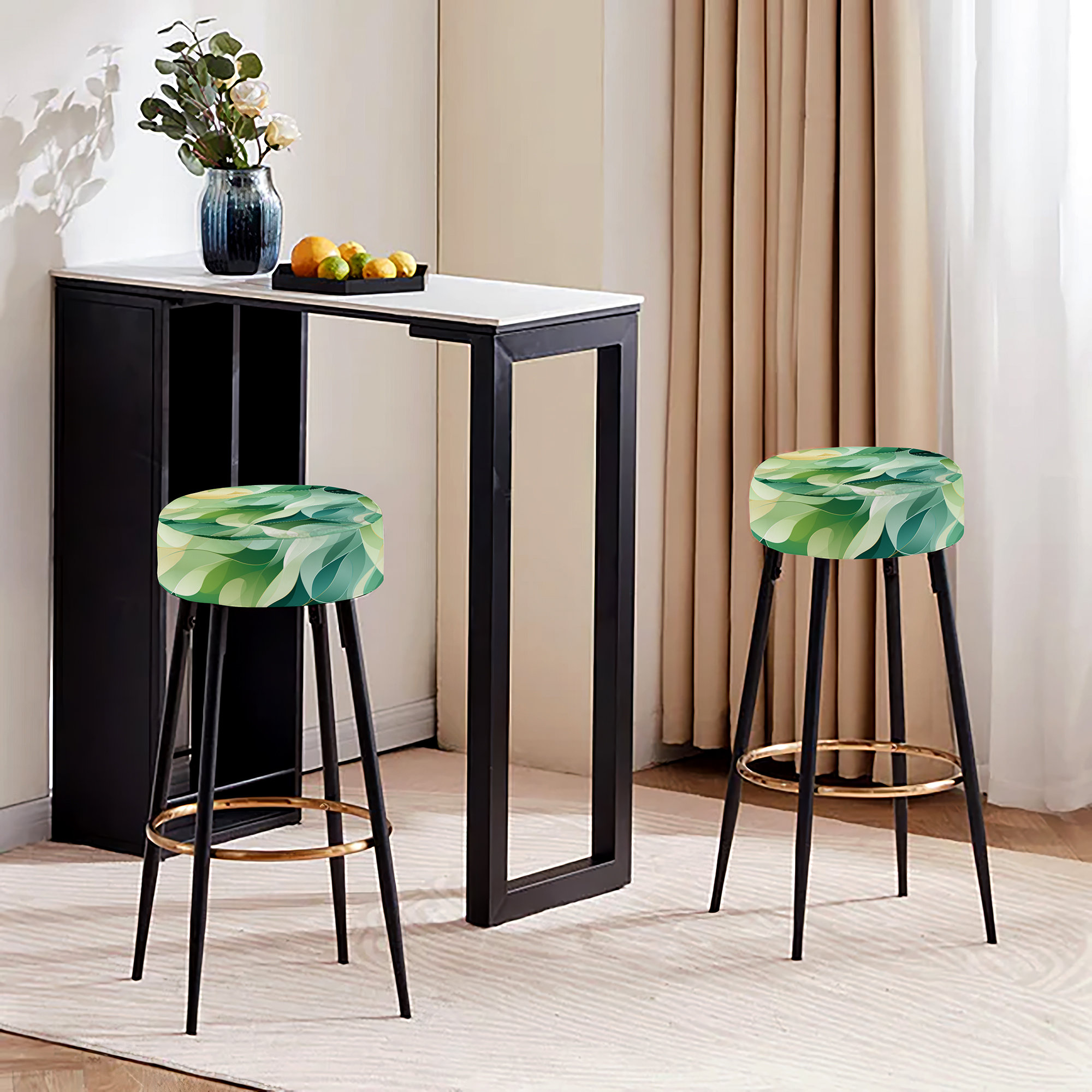 Design Art Green Natures Organic Fusion - Geometric Bar Stools Set Of 2 ...