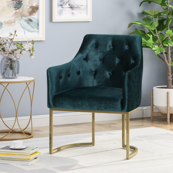 Everly Quinn Poynor Tufted Armchair, Accent Chair with Iron Frame ...