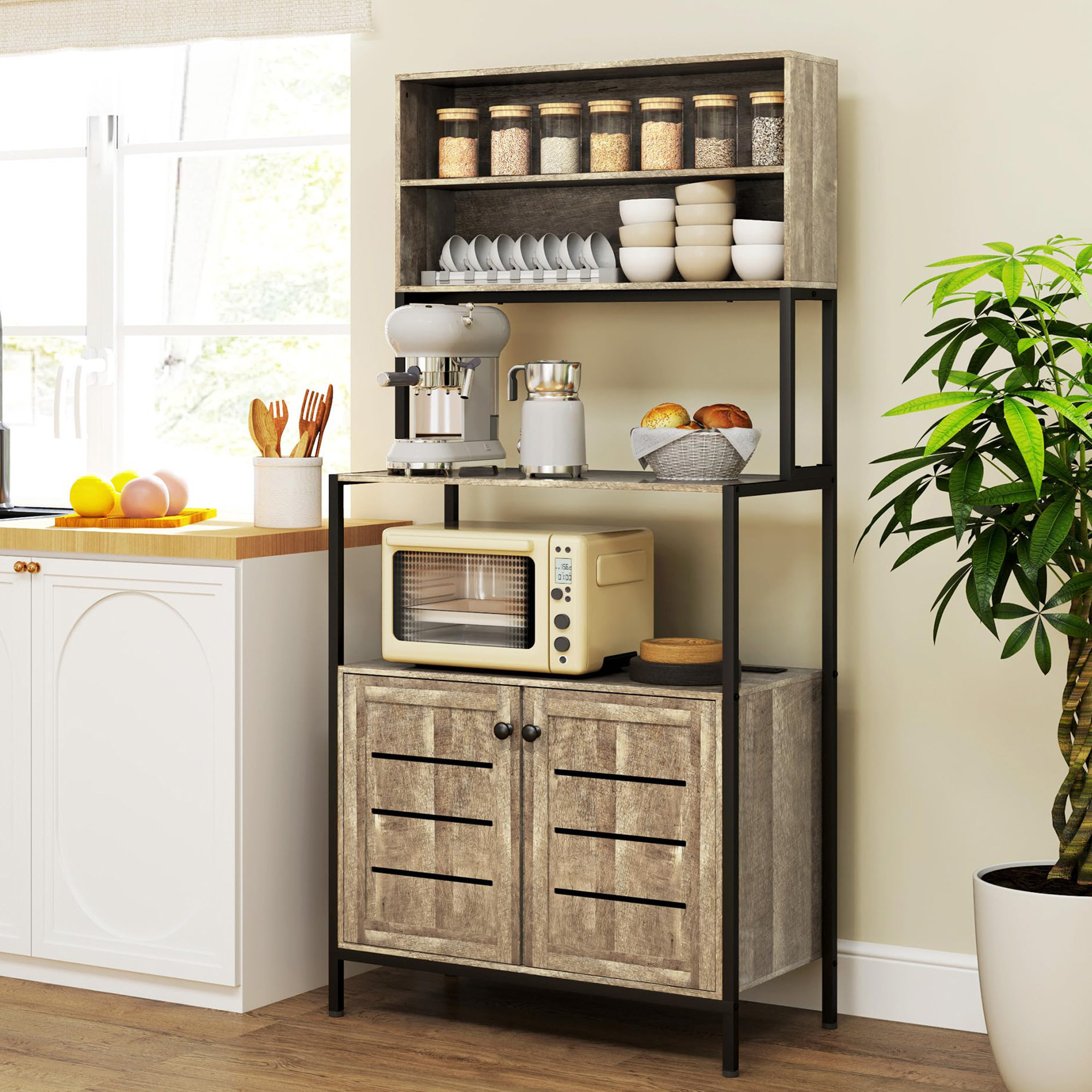 17 Stories Kitchen Bakers Rack with Power Outlet | Wayfair