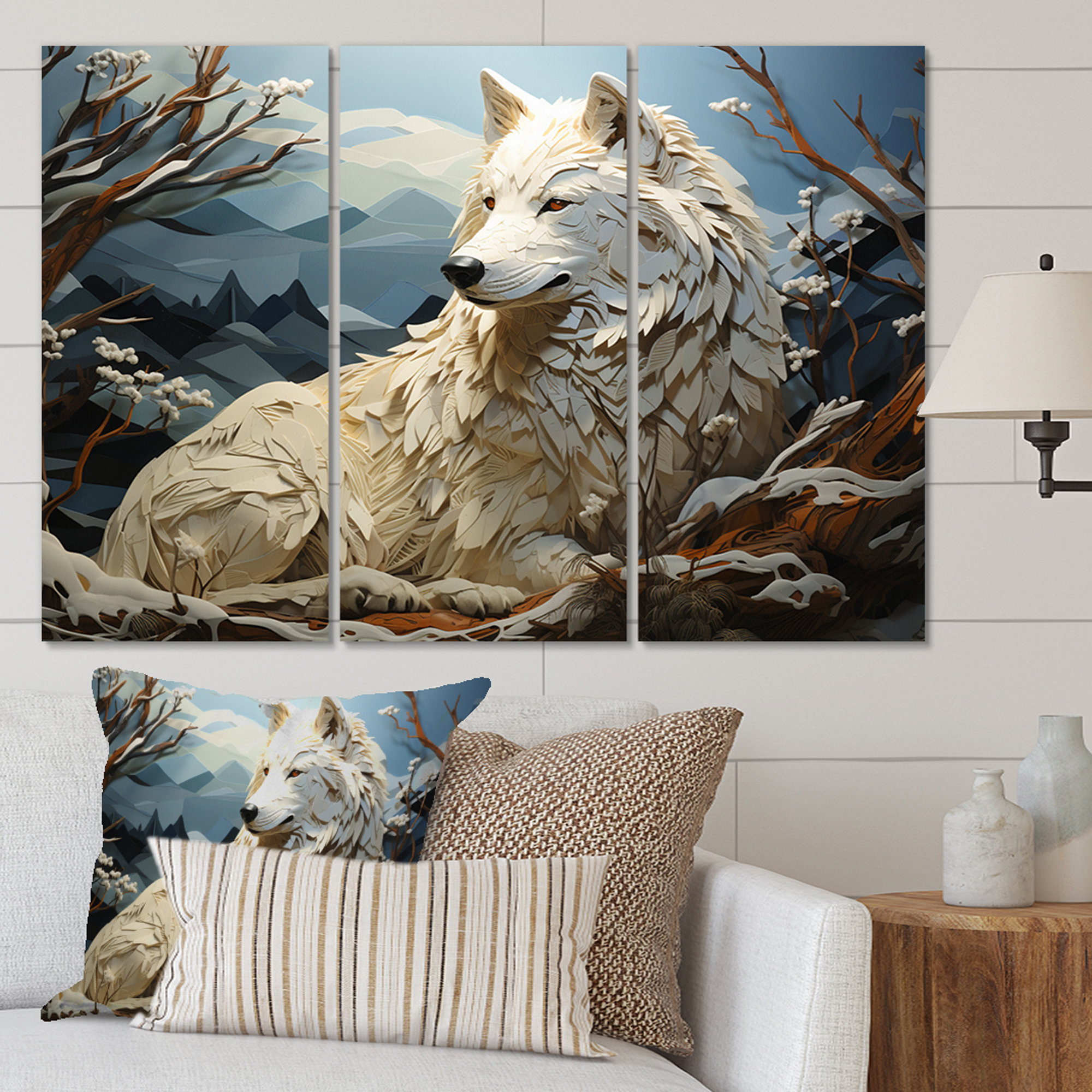 Millwood Pines Wolf Watch In Winter Patchwork II - Animals Metal Art ...