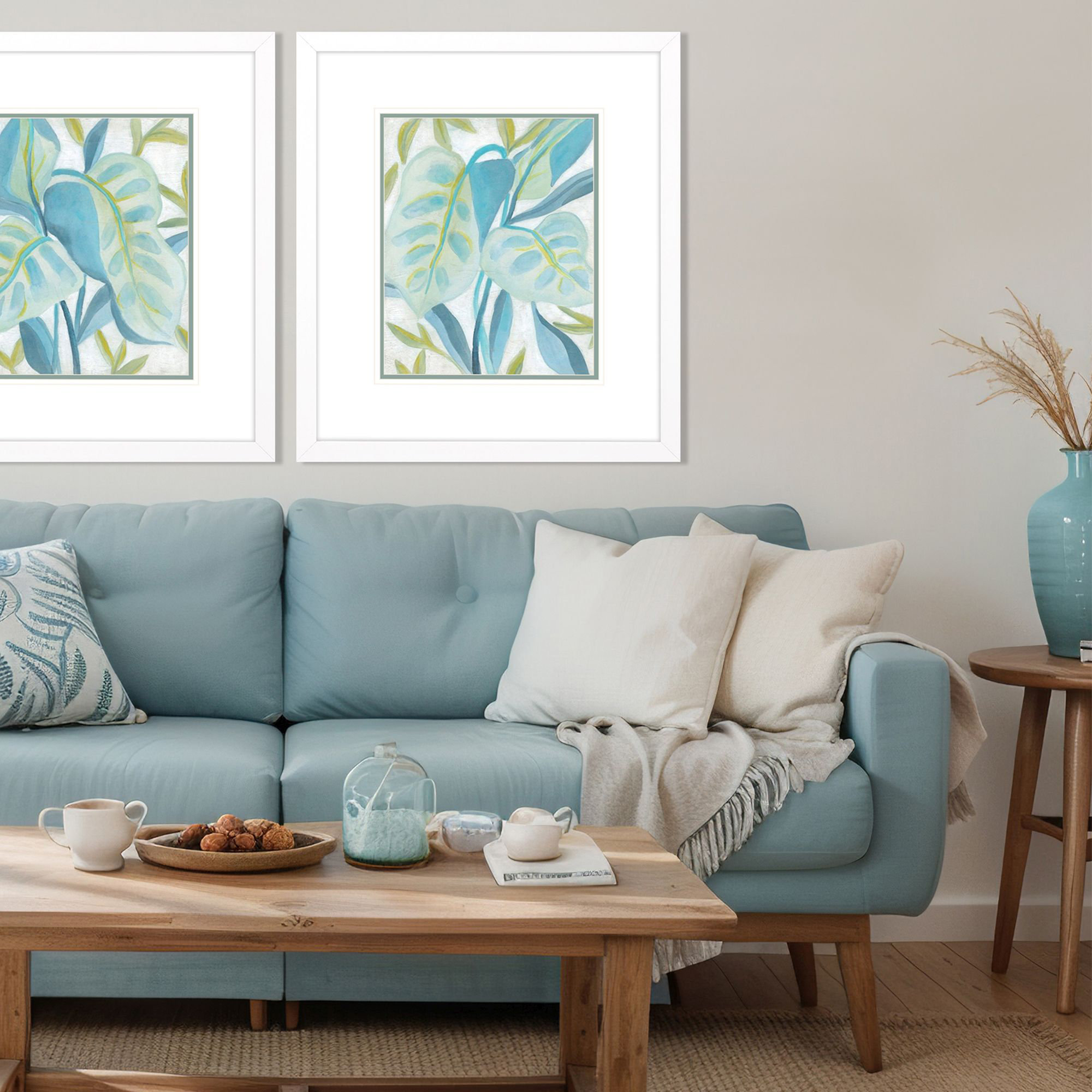 Bay Isle Home Aqua Tropical Leaves II | Wayfair