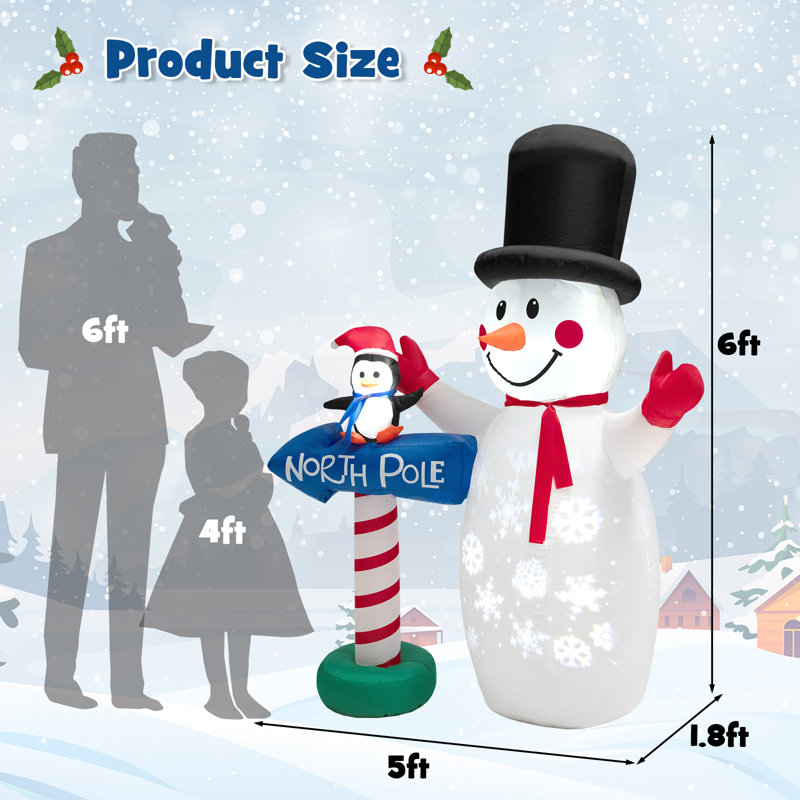 The Holiday Aisle® 5 Piece Snowman with Penguin on North Pole ...