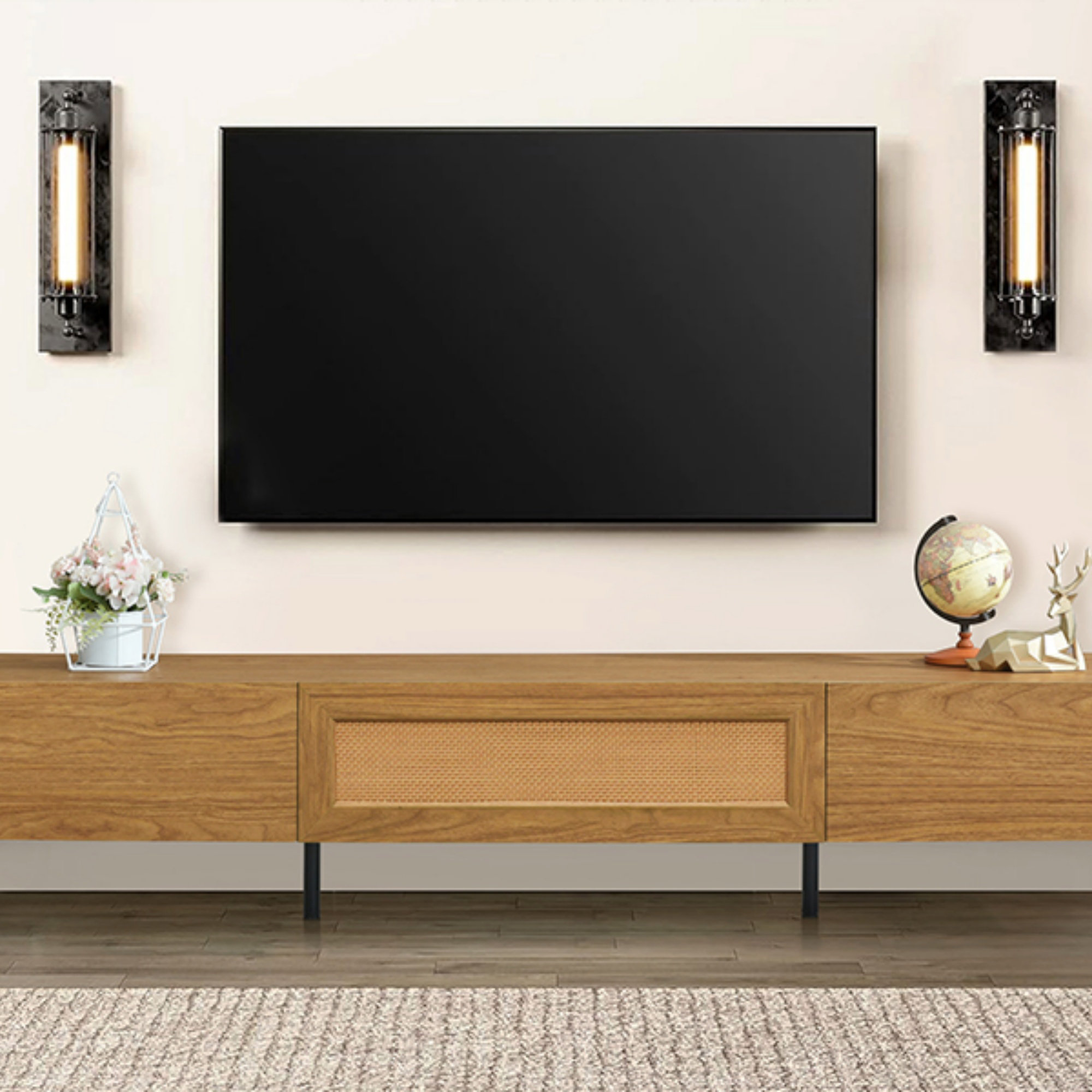 17 Stories TV Stand For Tvs Up To 80'' , Modern Farmhouse Media Console ...