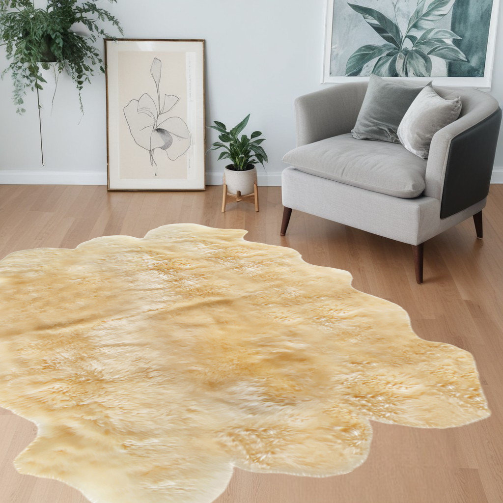 Foundry Select Sheepskin Black/Gold Area Rug - Wayfair Canada