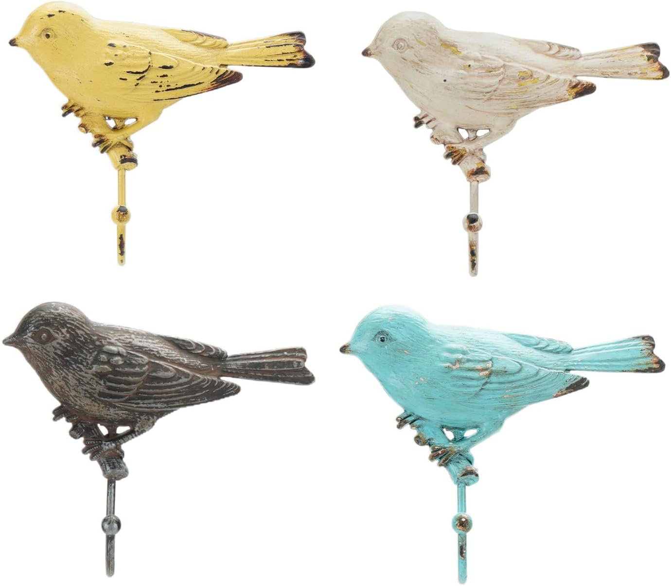 Ophelia & Co. Set Of 4 Vintage Metal Birds Wall Coat Hooks, Heavy Duty ...