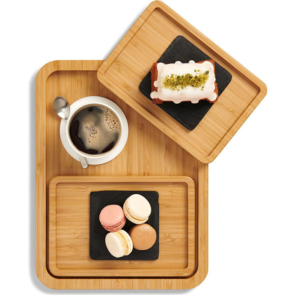 Hacbop Retro Bamboo Tray - Set of 3 | Wayfair.co.uk