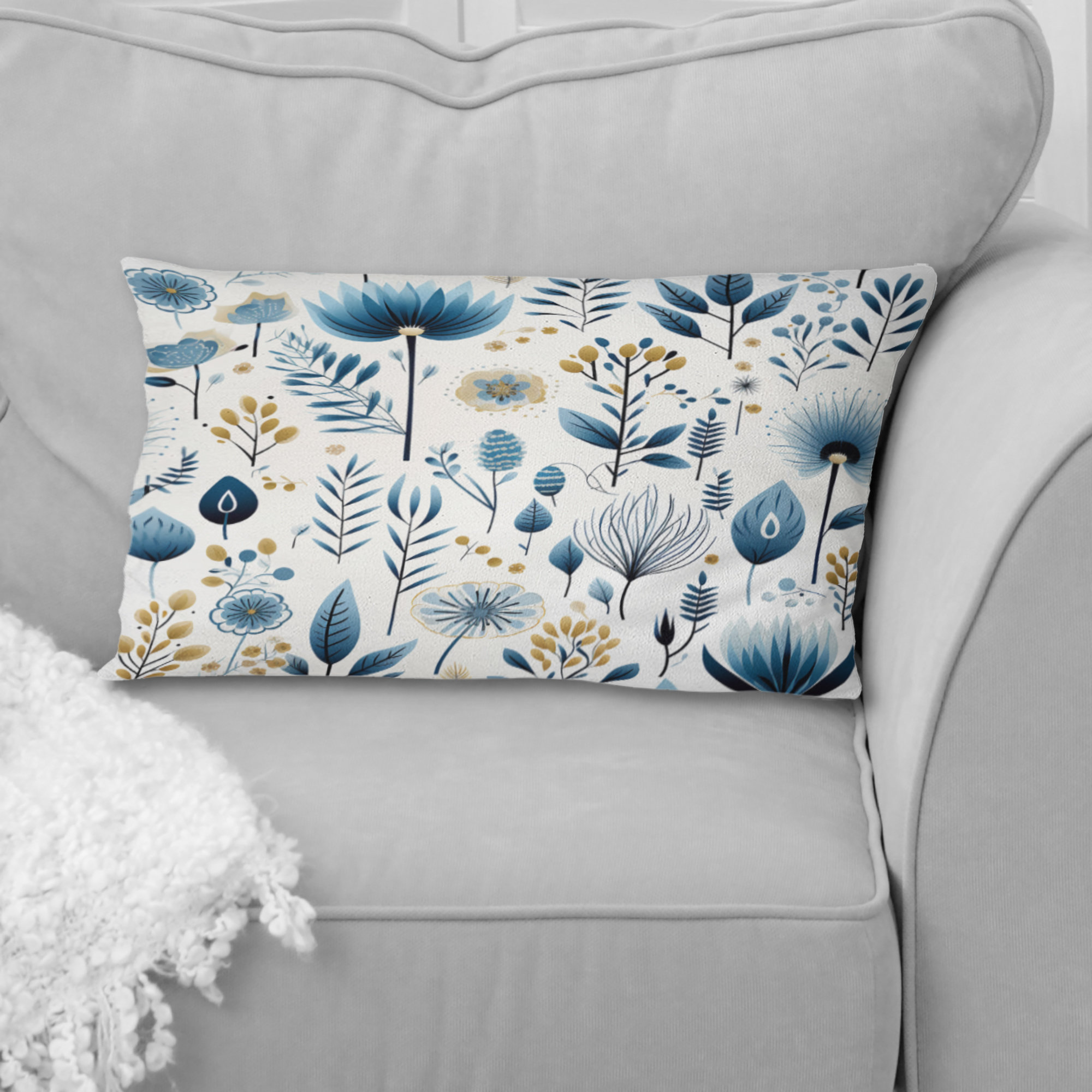 Design Art Minimalist Blue Floral Charm Botanics - Floral Printed ...