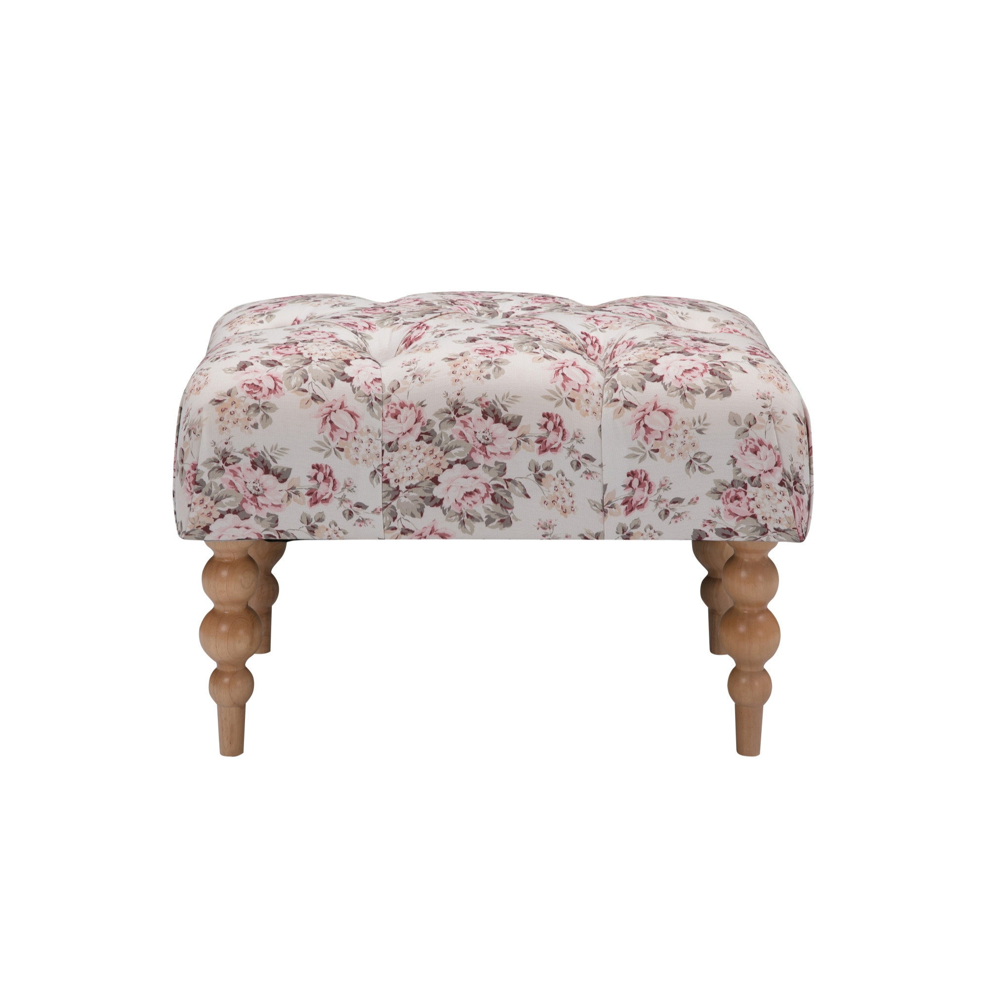 One Allium Way® 21" Red And Brown Tufted Floral Ottoman | Wayfair