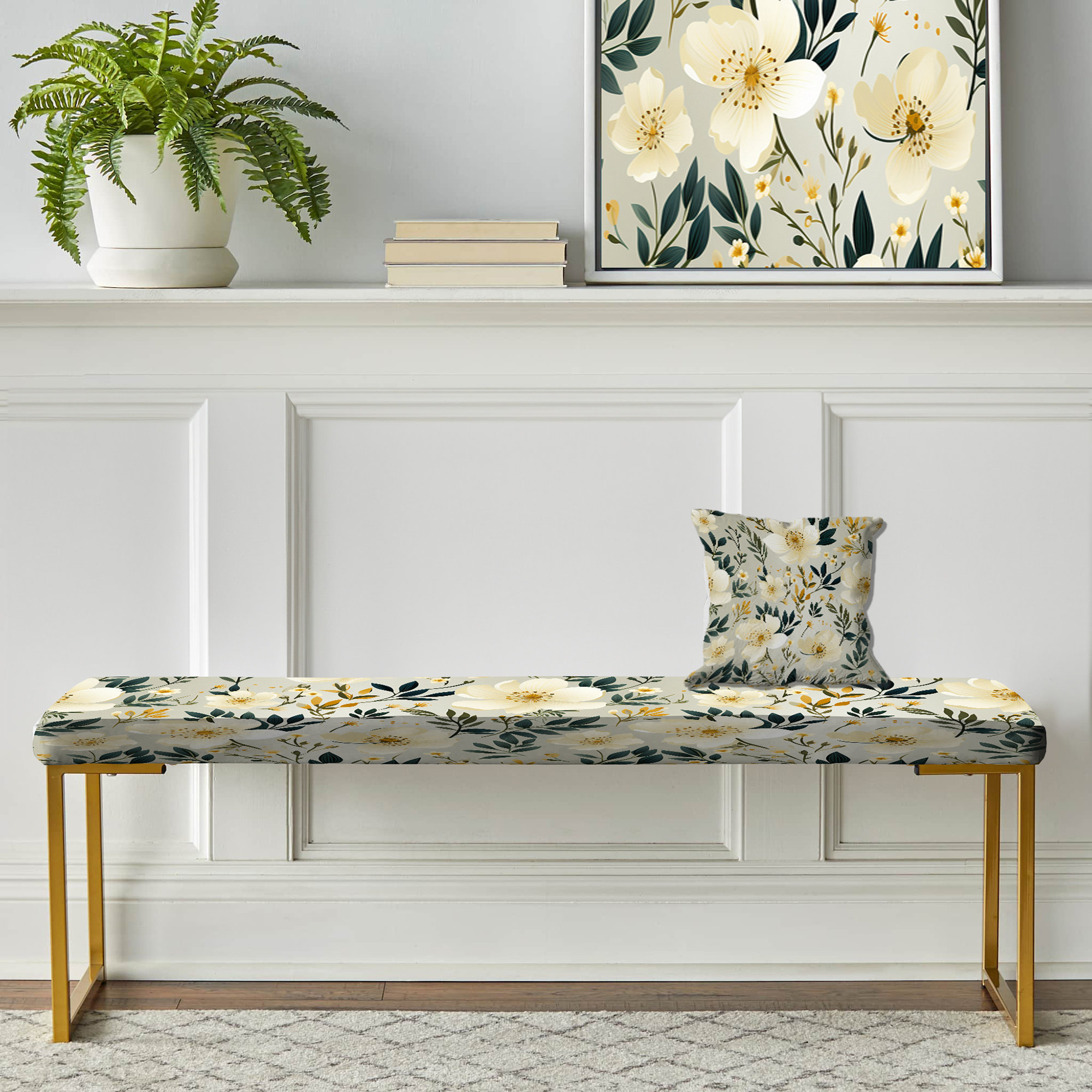 Design Art Playful Poppy Blossom Radiance I - Floral Upholstered Gold ...