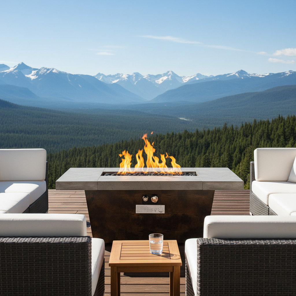 Latitude Run® 42 Inch Gas Fire Pit Table, Rectangle Fire Pit Table With ...