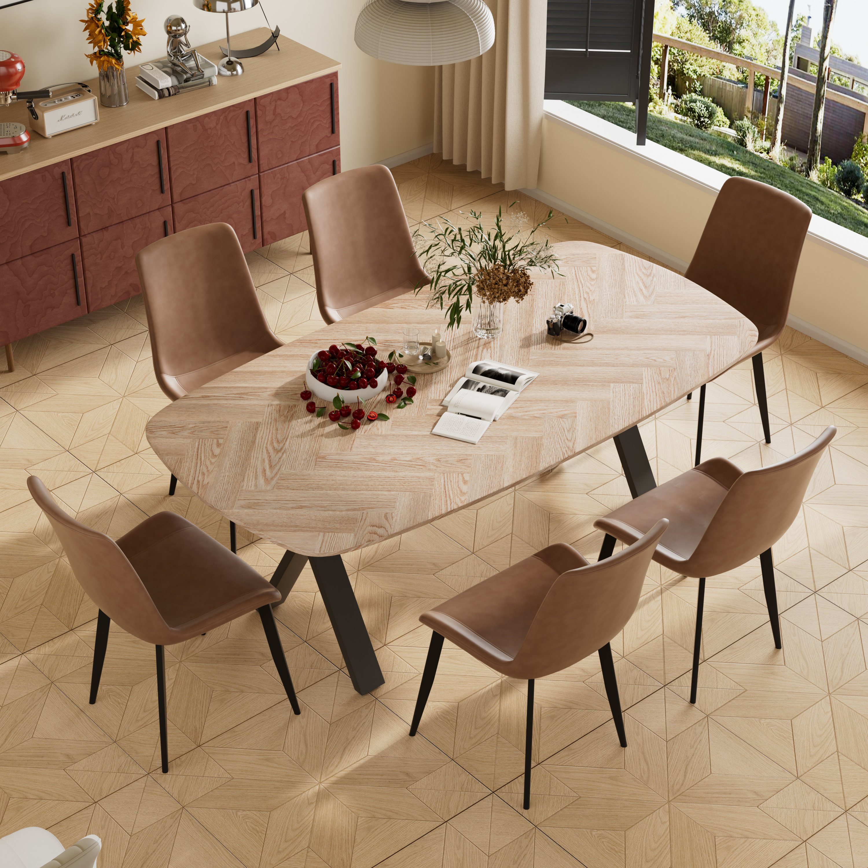 George Oliver 71" Rectangular MDF Dining Table Set | Wayfair