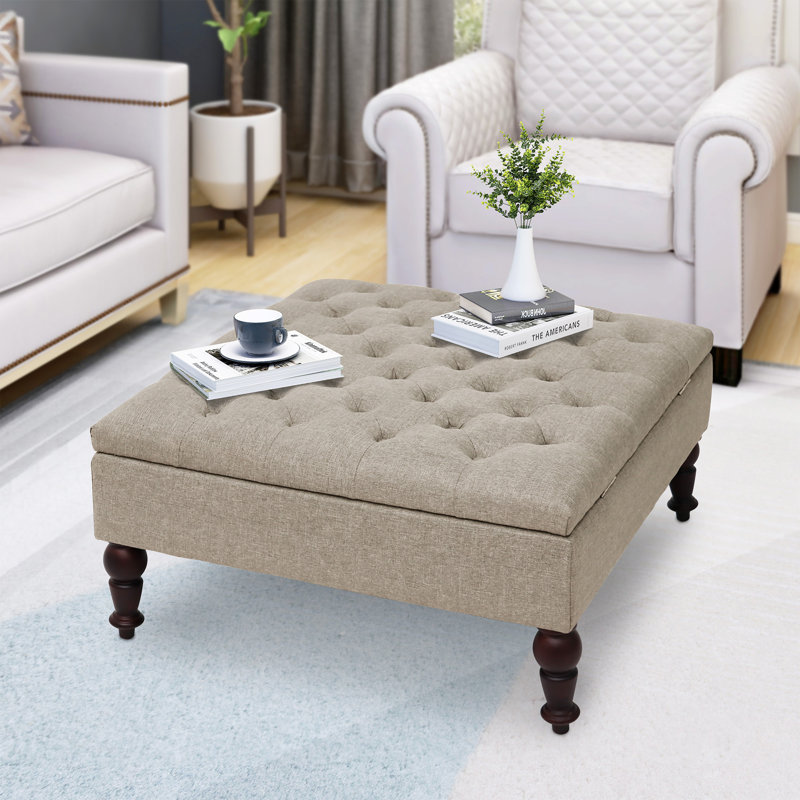 Alcott Hill Reyer 33.8 inch Wide Fabric Upholstered Tufted Square ...