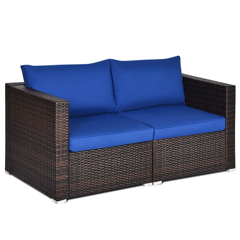 Latitude Run® 59" Wide Wicker Loveseat with Cushions & Reviews | Wayfair