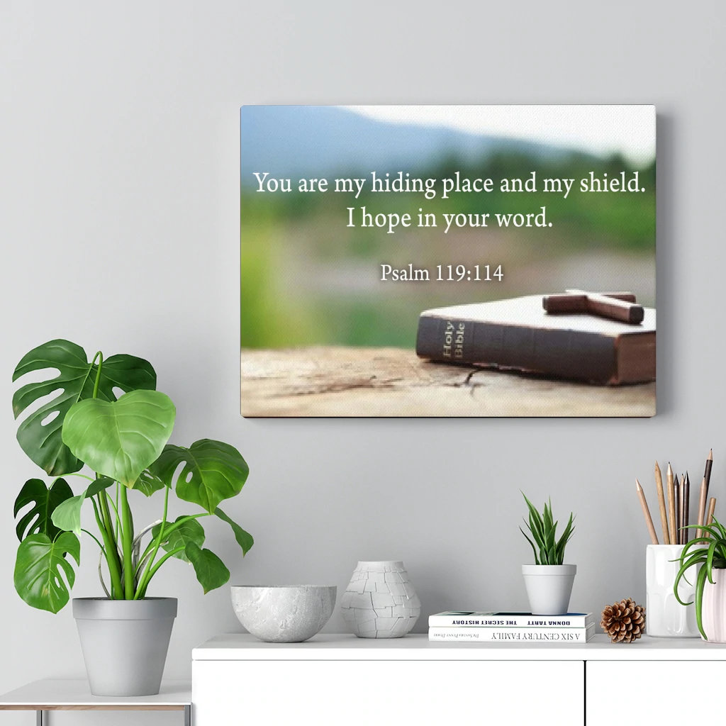 Trinx Scripture Canvas Hiding Place Psalm 119:114 Christian Wall Art ...