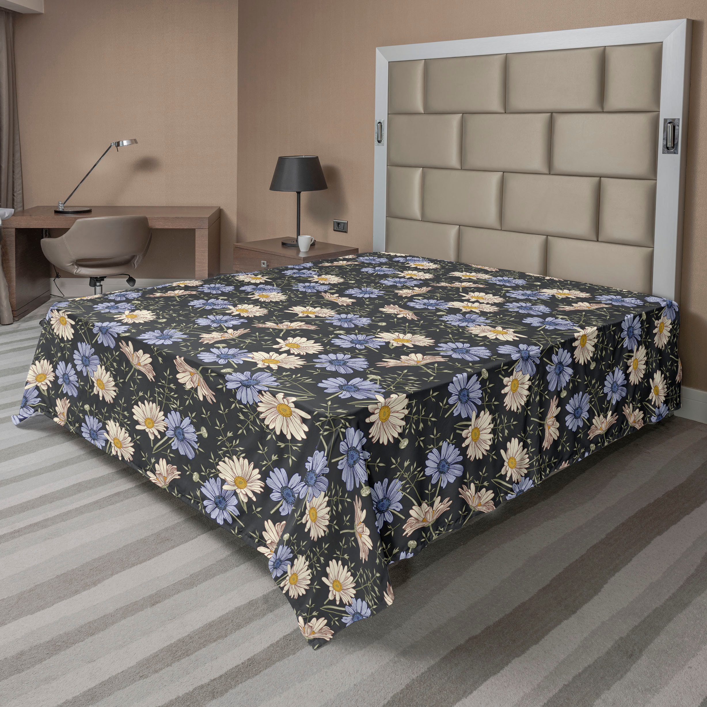 Ambesonne Sunflowers Flat Sheet Simple Summer Floral Pale Yellow ...