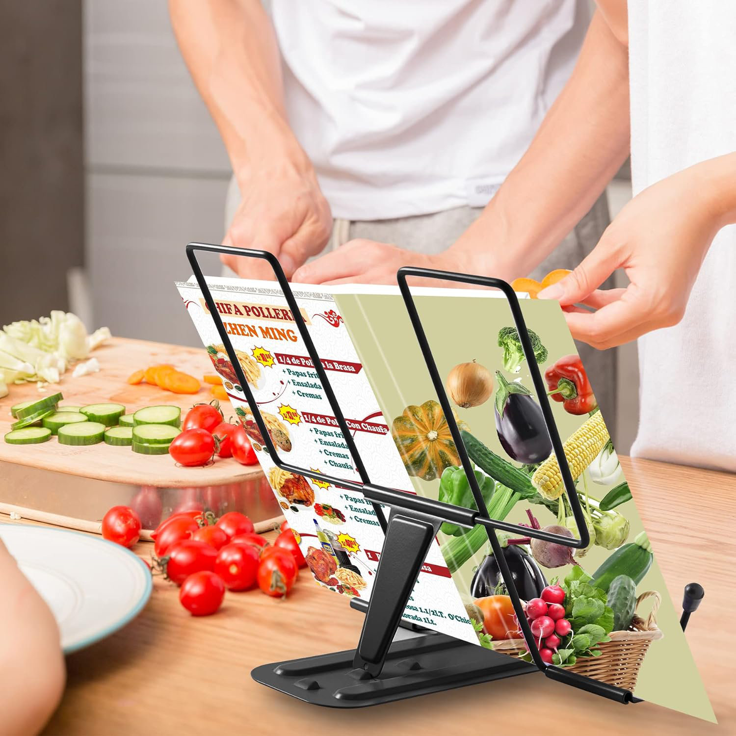 Inbox Zero Adjustable Metal Book Holder Book Stand For Reading Cookbook ...