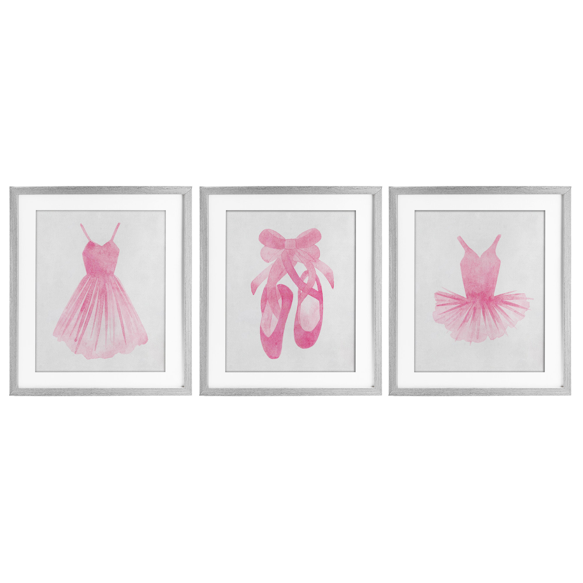 Latitude Run® Ballet Costume Dress & Shoes 3pc Framed Print Under Glass ...