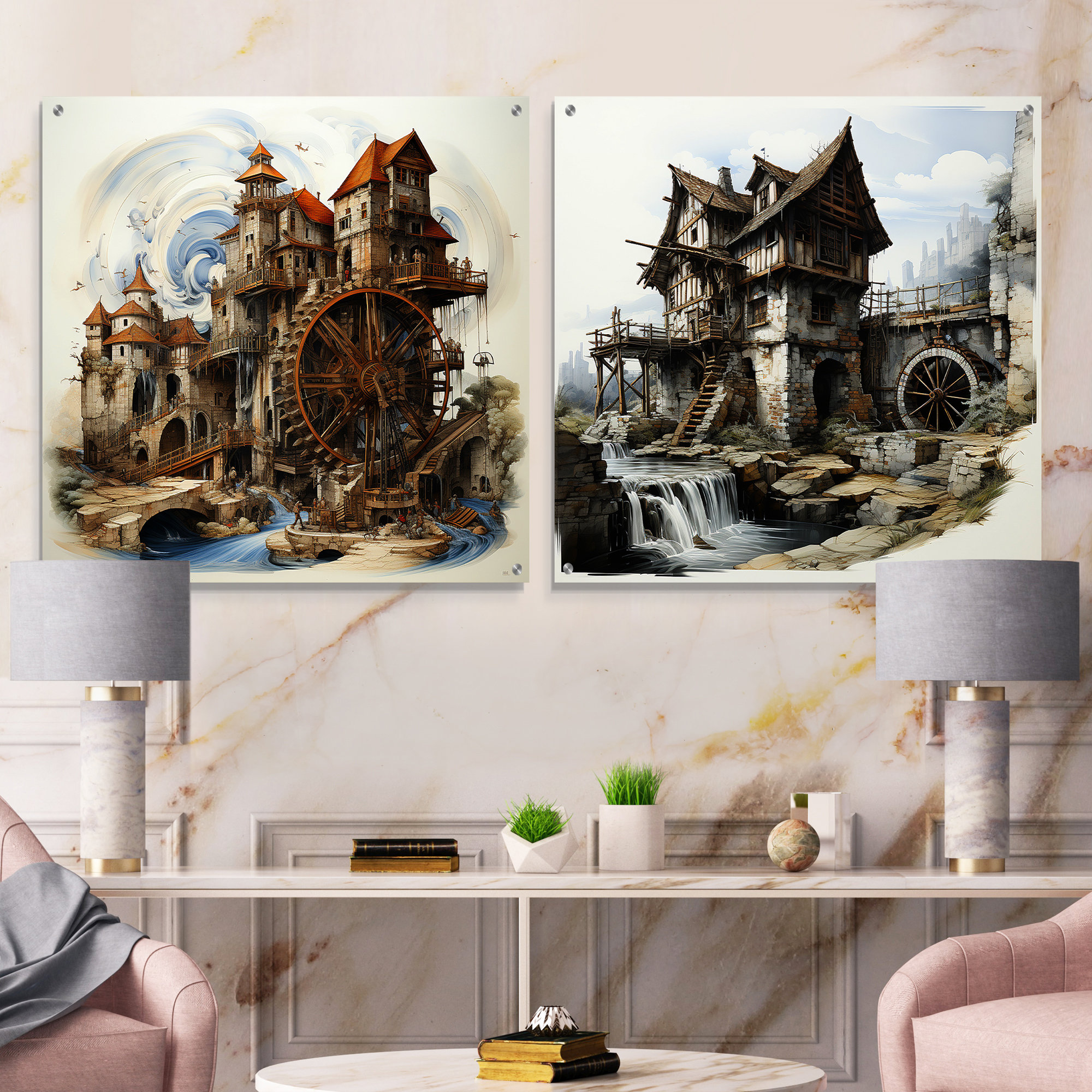 Lark Manor Drawing Of A Mills Fairytale - Mills Acrylic Wall Art Glass ...