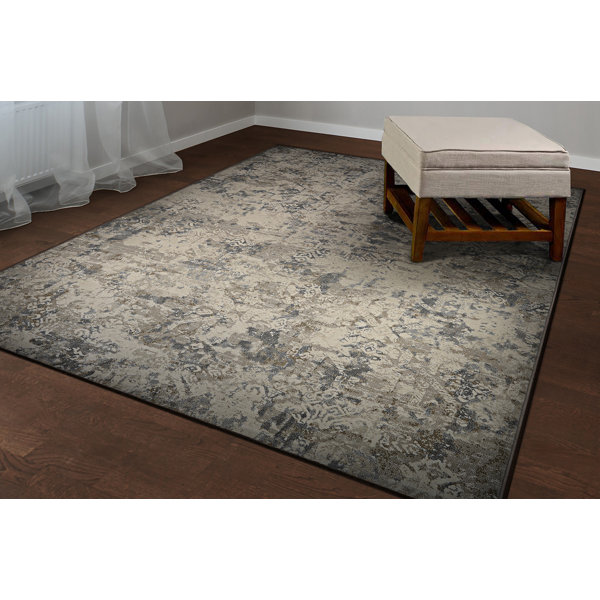 Williston Forge Brickley Floral Flax Beige Performance Area Rug ...