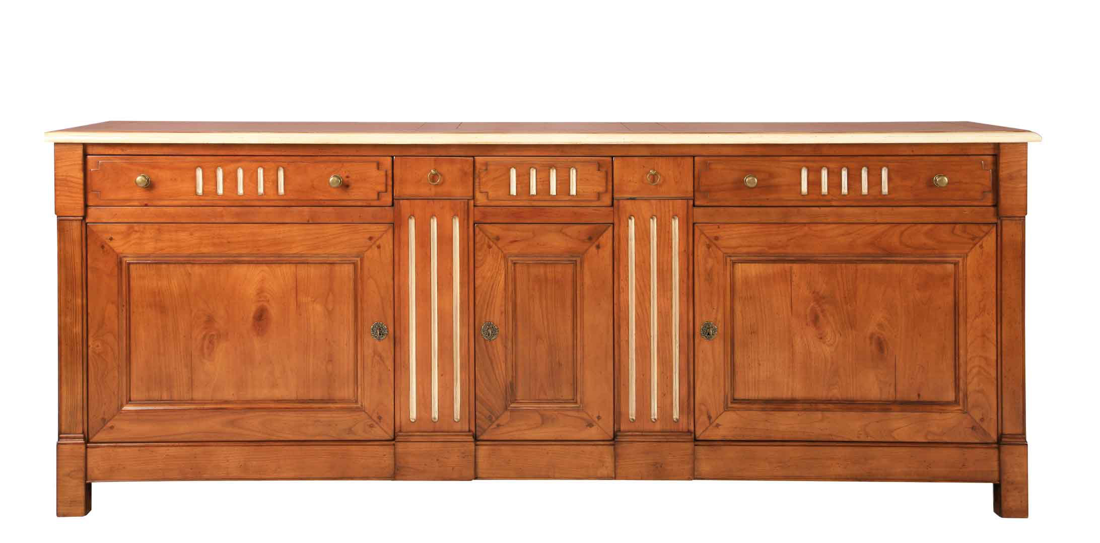 Michel Ferrand Logis 96.4566" Wide 5 Drawer Cherry Wood Sideboard ...