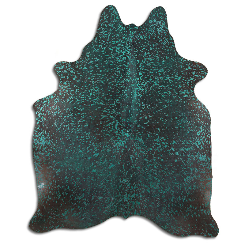Foundry Select Animal Print Handmade Cowhide Area Rug in Green | Wayfair
