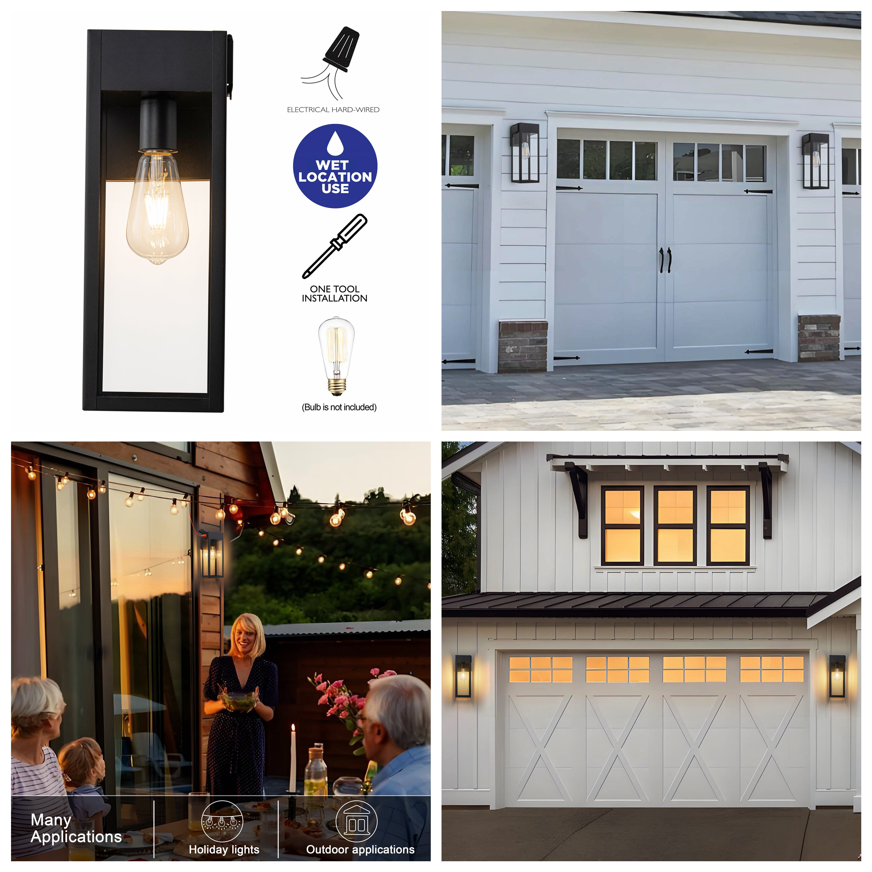 17 Stories Black Outdoor Wall Lantern Sconce With Gfci Outlet - Wayfair ...