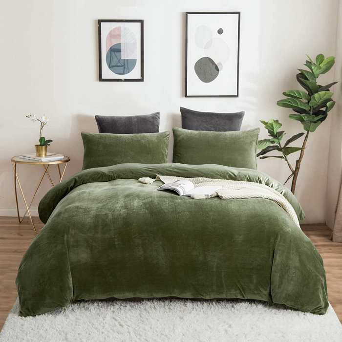 Mercer41 Flannel Solid Colour Duvet Cover Set & Reviews - Wayfair Canada