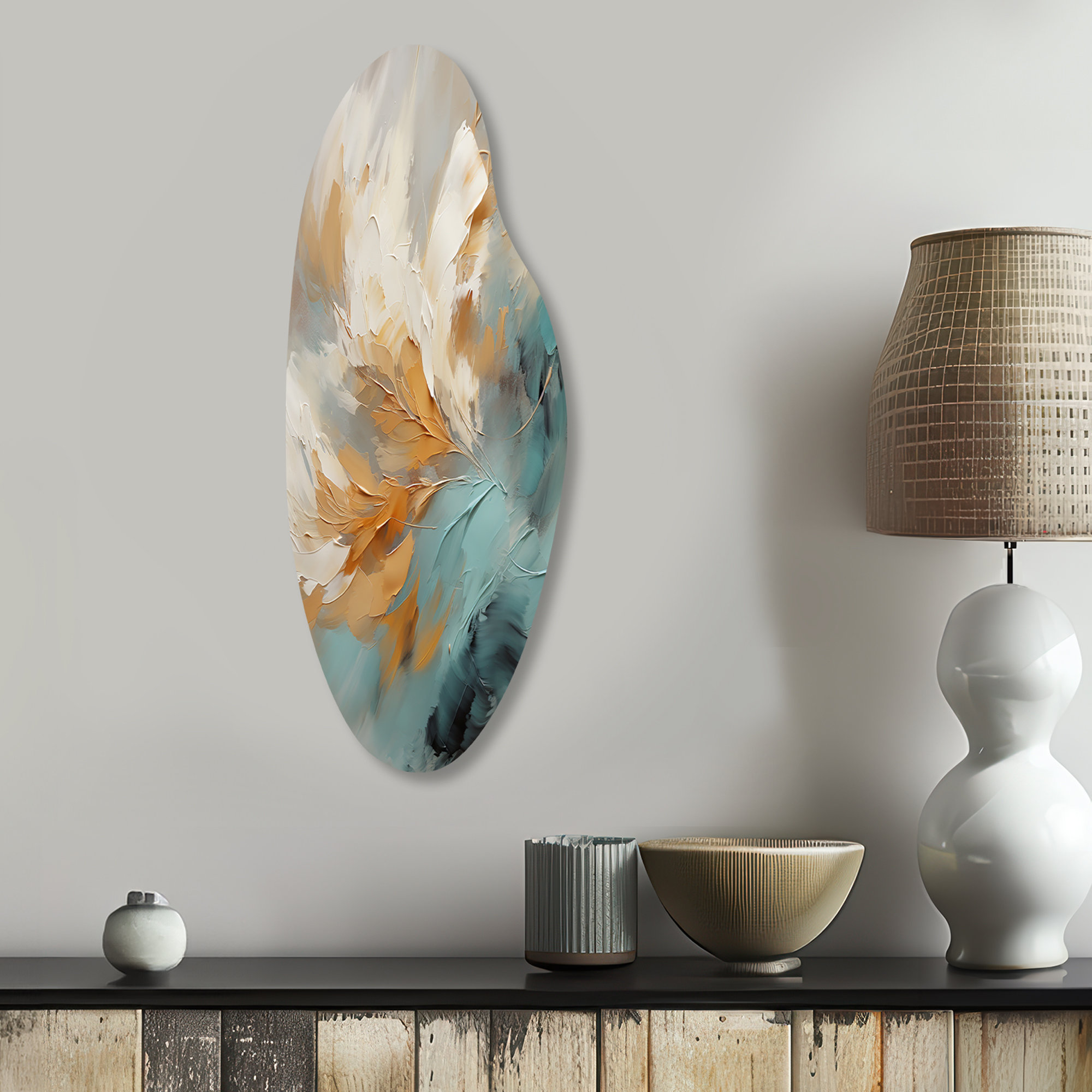 Design Art Joy Of Peace Abstract Light Blue Gold Painting - Abstract ...