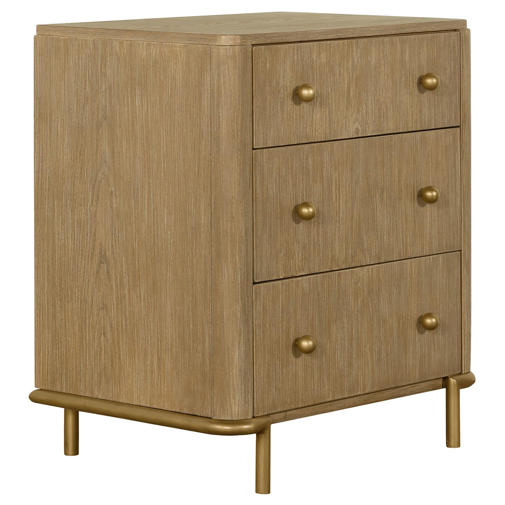 Everly Quinn Sand Wash 3-Drawer Nightstand With USB Ports - Modern ...