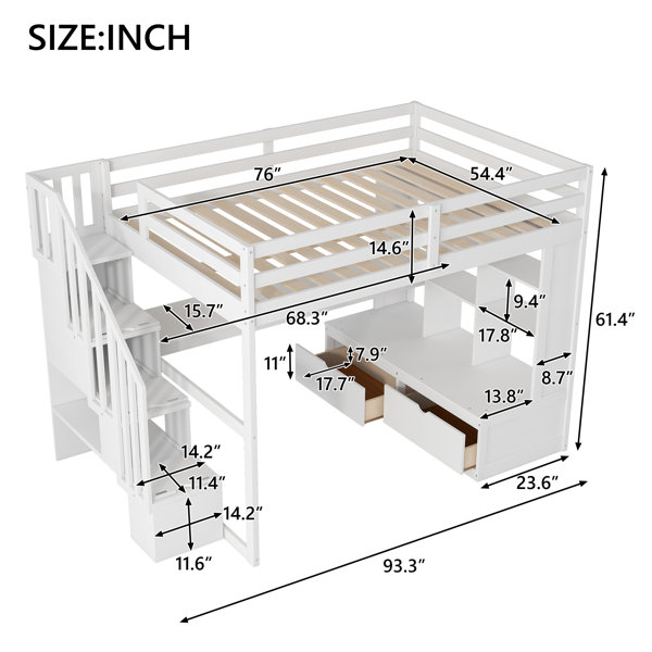 Harriet Bee Bed Frame , Wood Platform Bed Frame With Storage LED Light ...