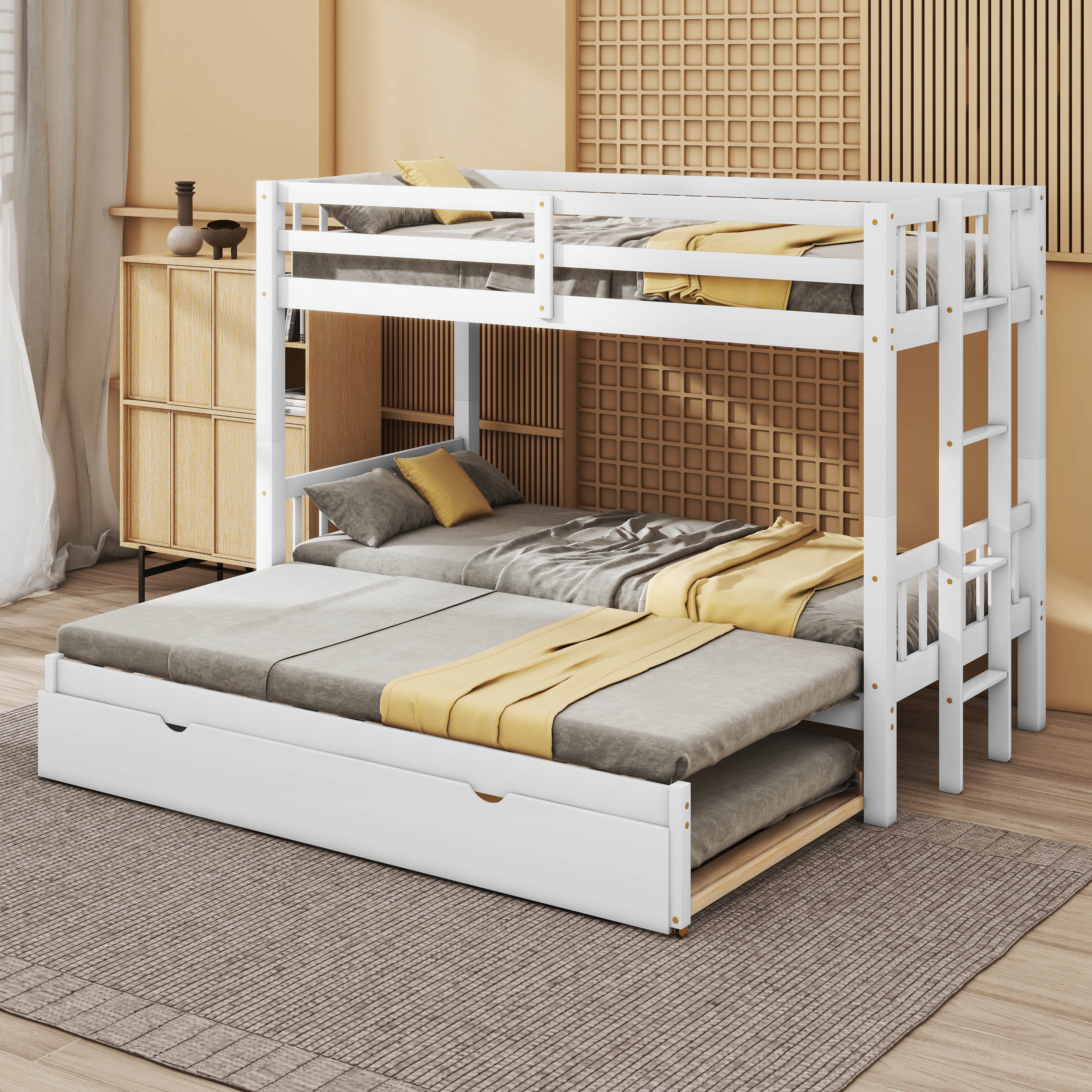 Harriet Bee Dellis Kids Twin Over Pull-out Bunk Bed with Trundle | Wayfair