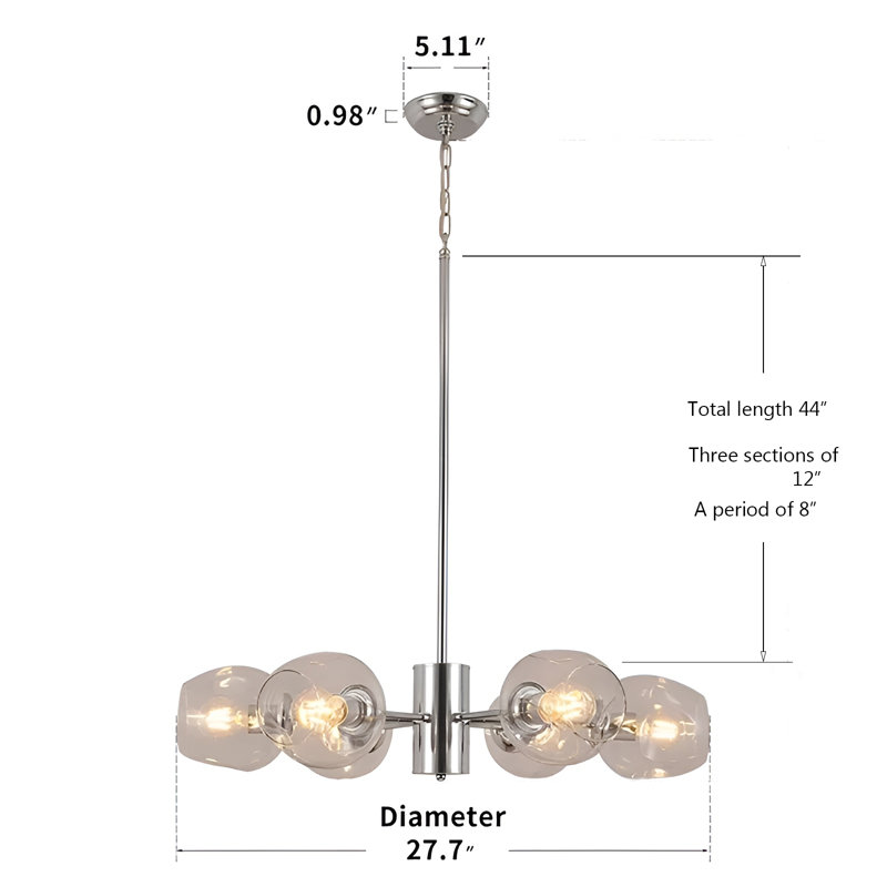 George Oliver Gethro 6 - Light Sputnik Modern Linear Chandelier | Wayfair