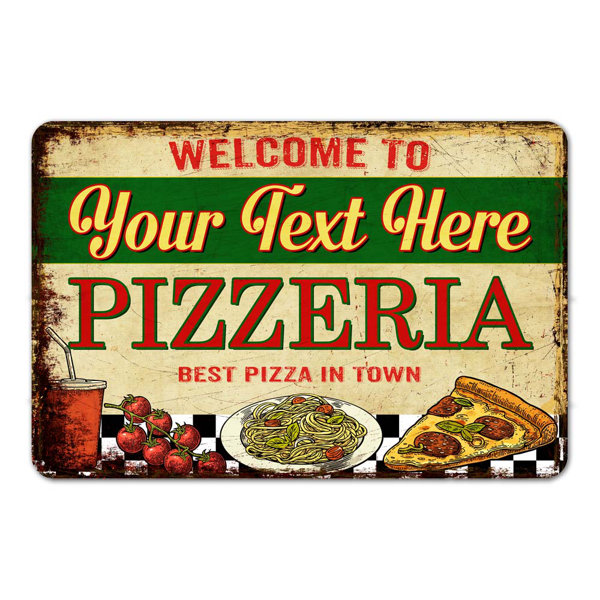 Chico Creek Signs Personalized Pizzeria Sign Decorative Wall Art | Wayfair
