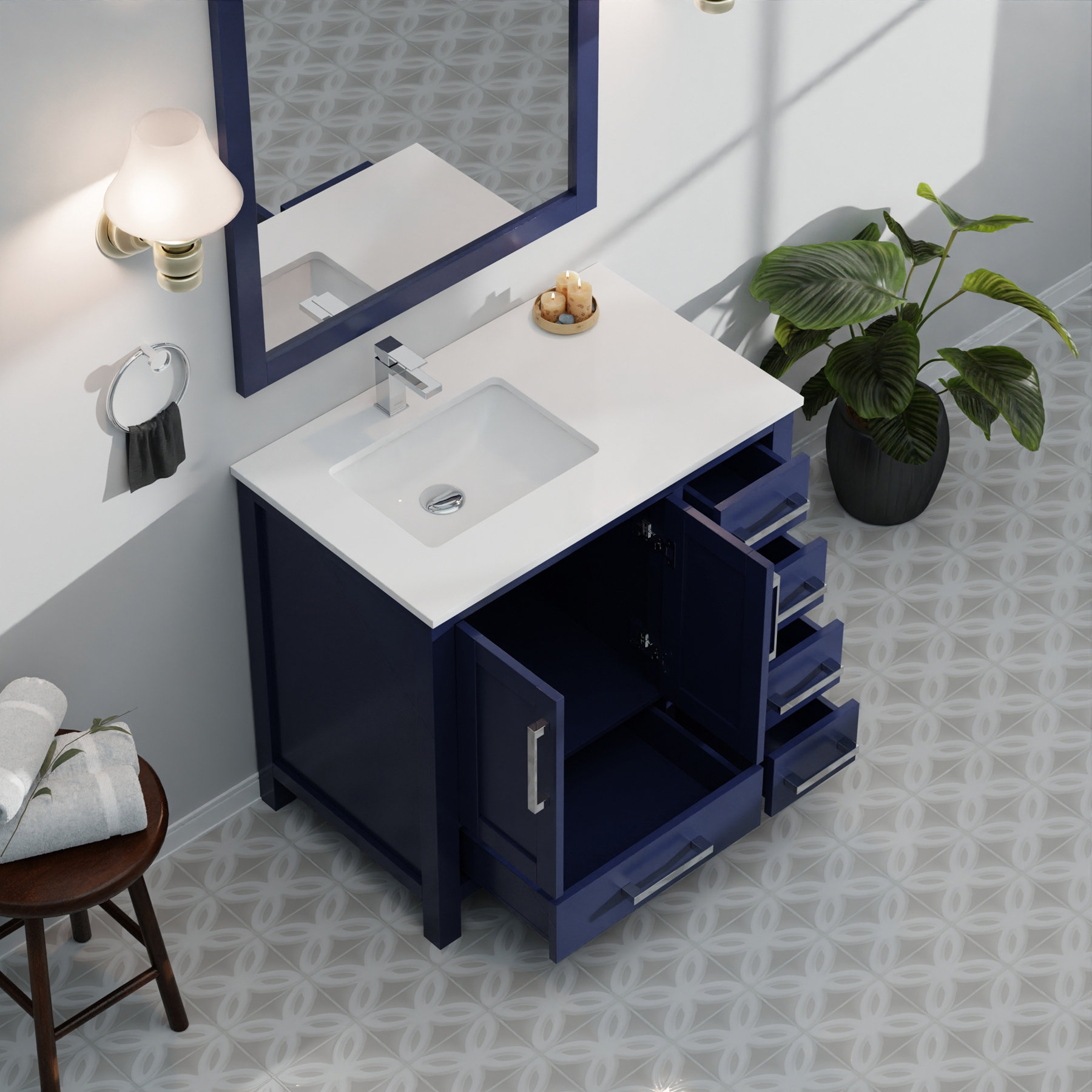 Latitude Run® Offset Bath Vanity with Quartz Top and Mirrors - Wayfair ...