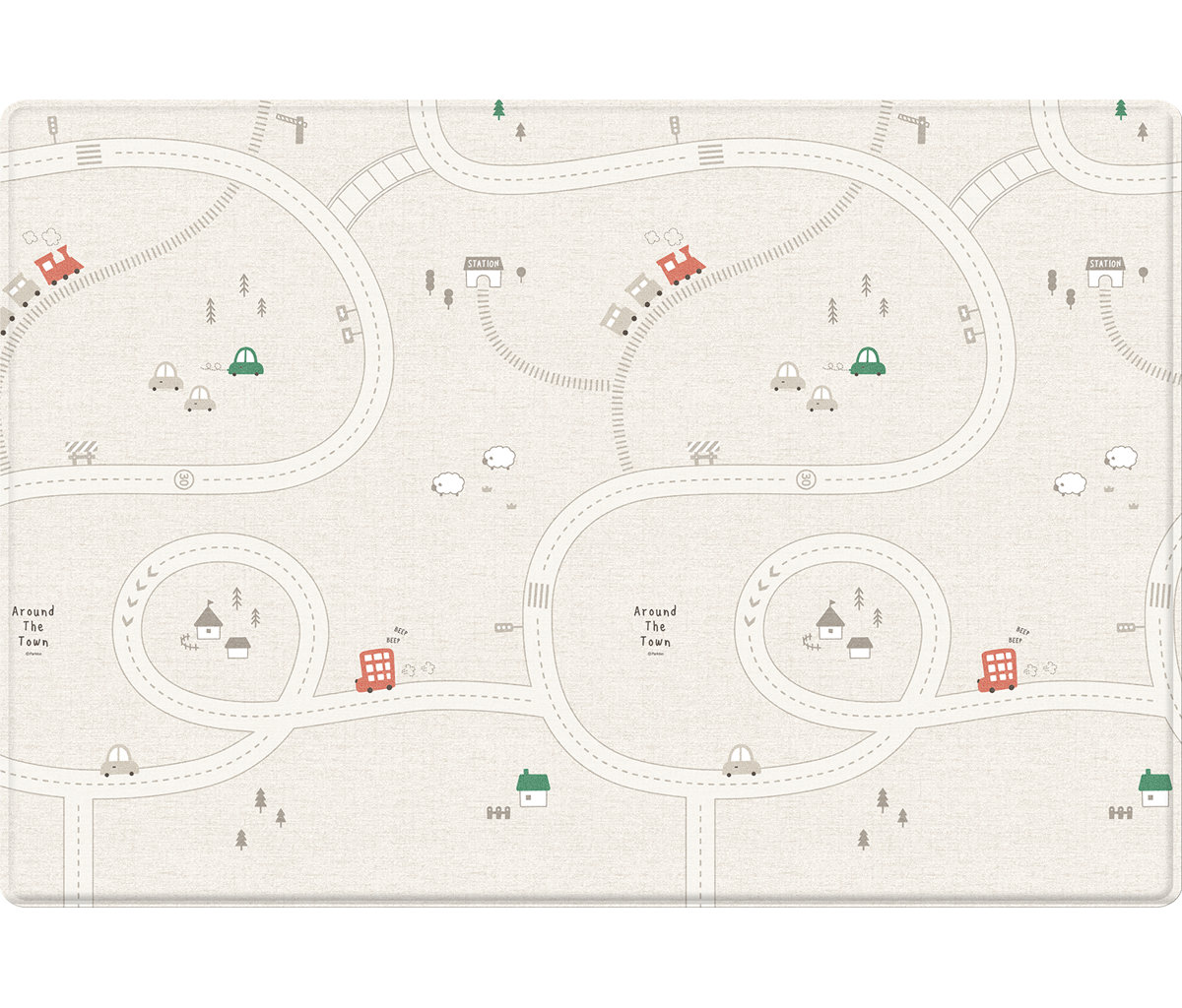 Parklon Around Town / Fabric Beige Reversible Soft Plastic Play Mat ...
