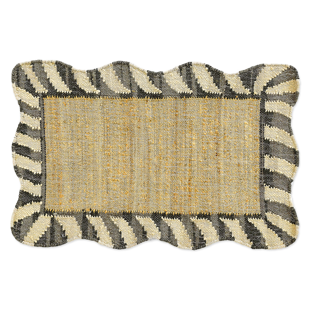 MacKenzie-Childs Jute Scalloped Black And White Rug | Wayfair