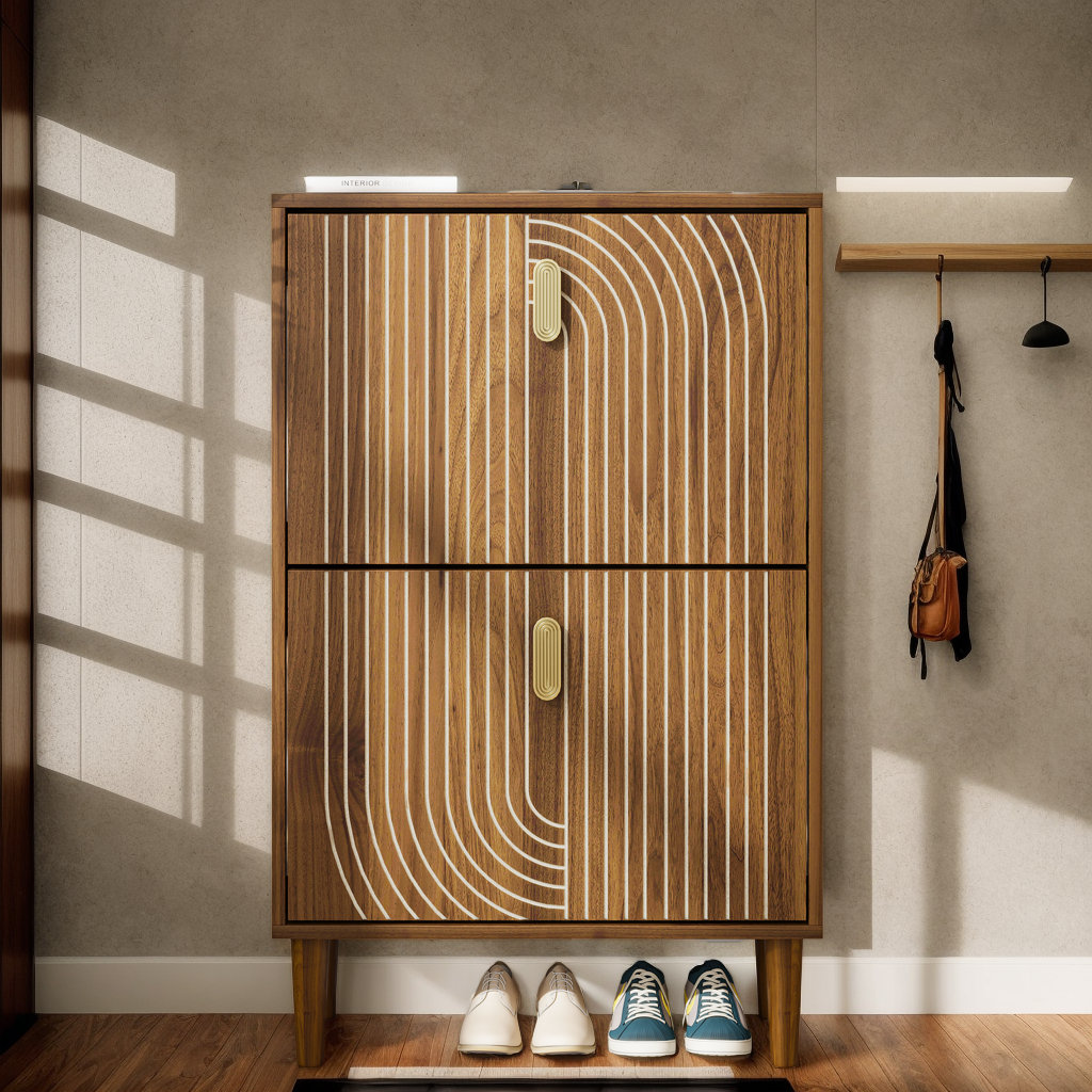 Latitude Run® 23.6"W Shoe Storage Cabinet With 2 Flip Drawers, Vintage ...