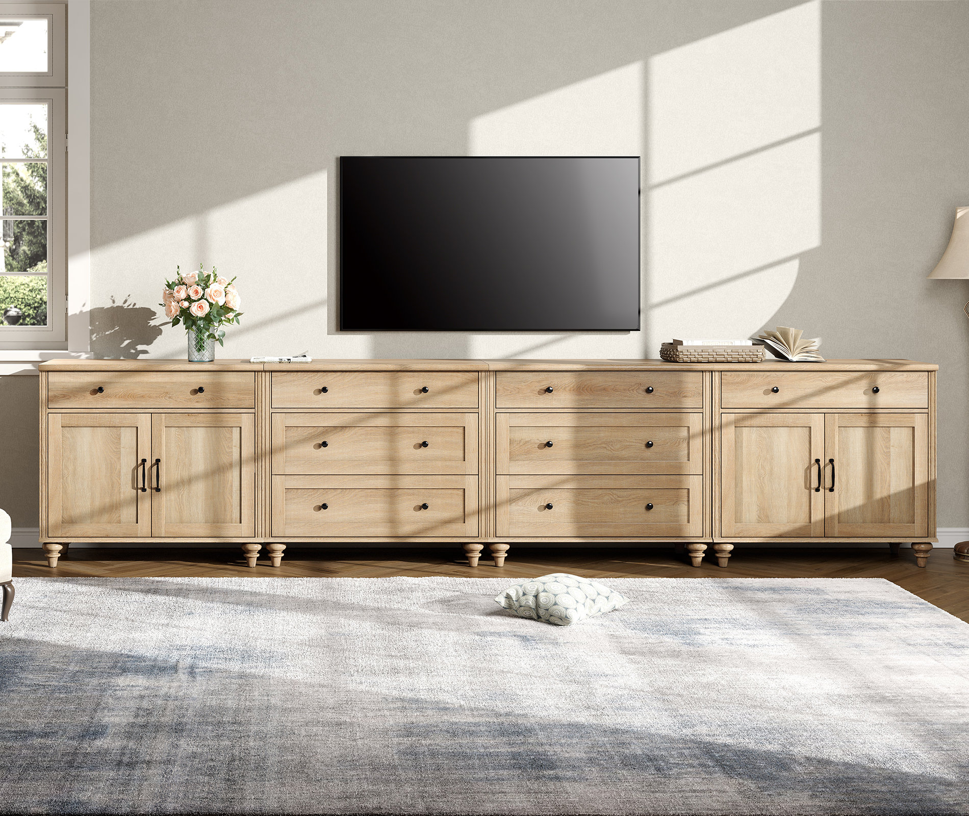 Red Barrel Studio® TV Stand For Tvs Up To , Wood TV Console Table For ...