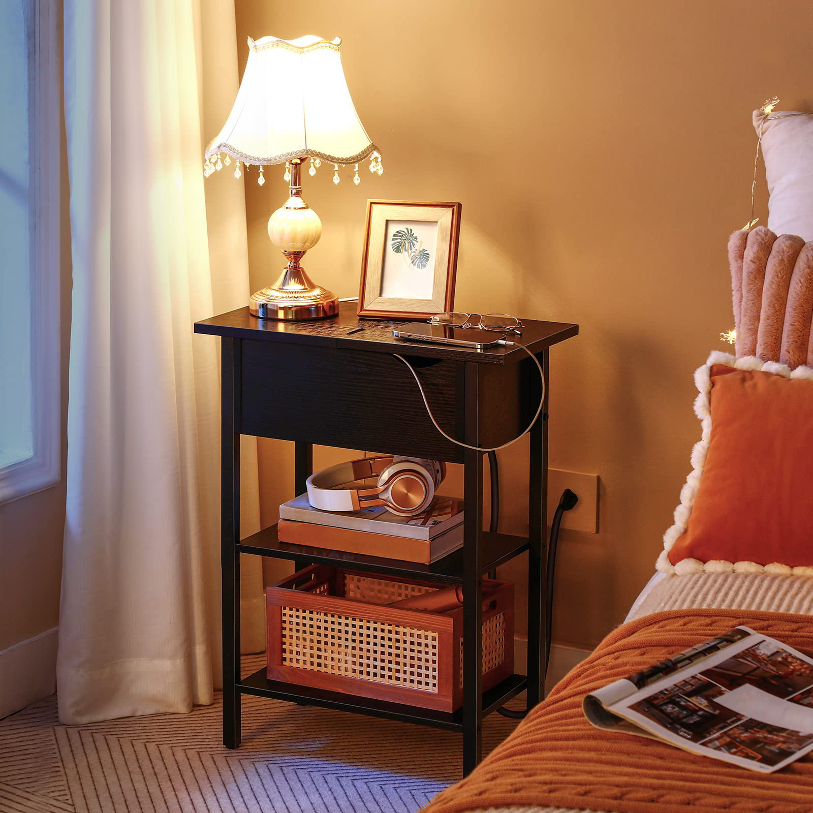 Latitude Run® Side Table, Flip End Table With Charging Station And ...