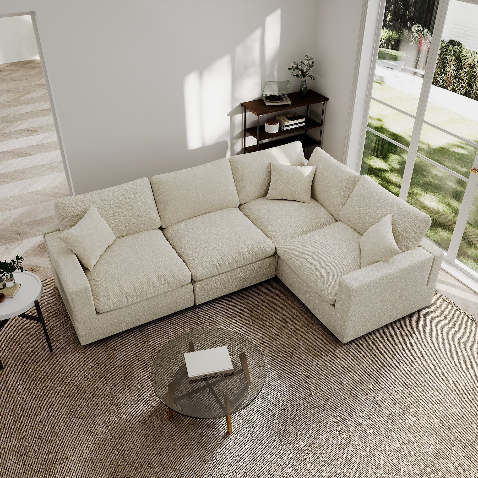 Latitude Run® Otite 95.4'' Upholstered Sofa, Cloud Sofa, L Shaped ...