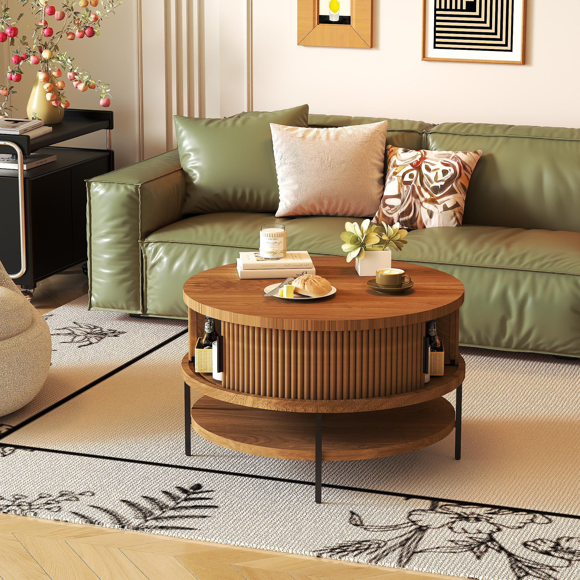 Latitude Run® Flip-Top Round Coffee Table With Storage For Living Room ...